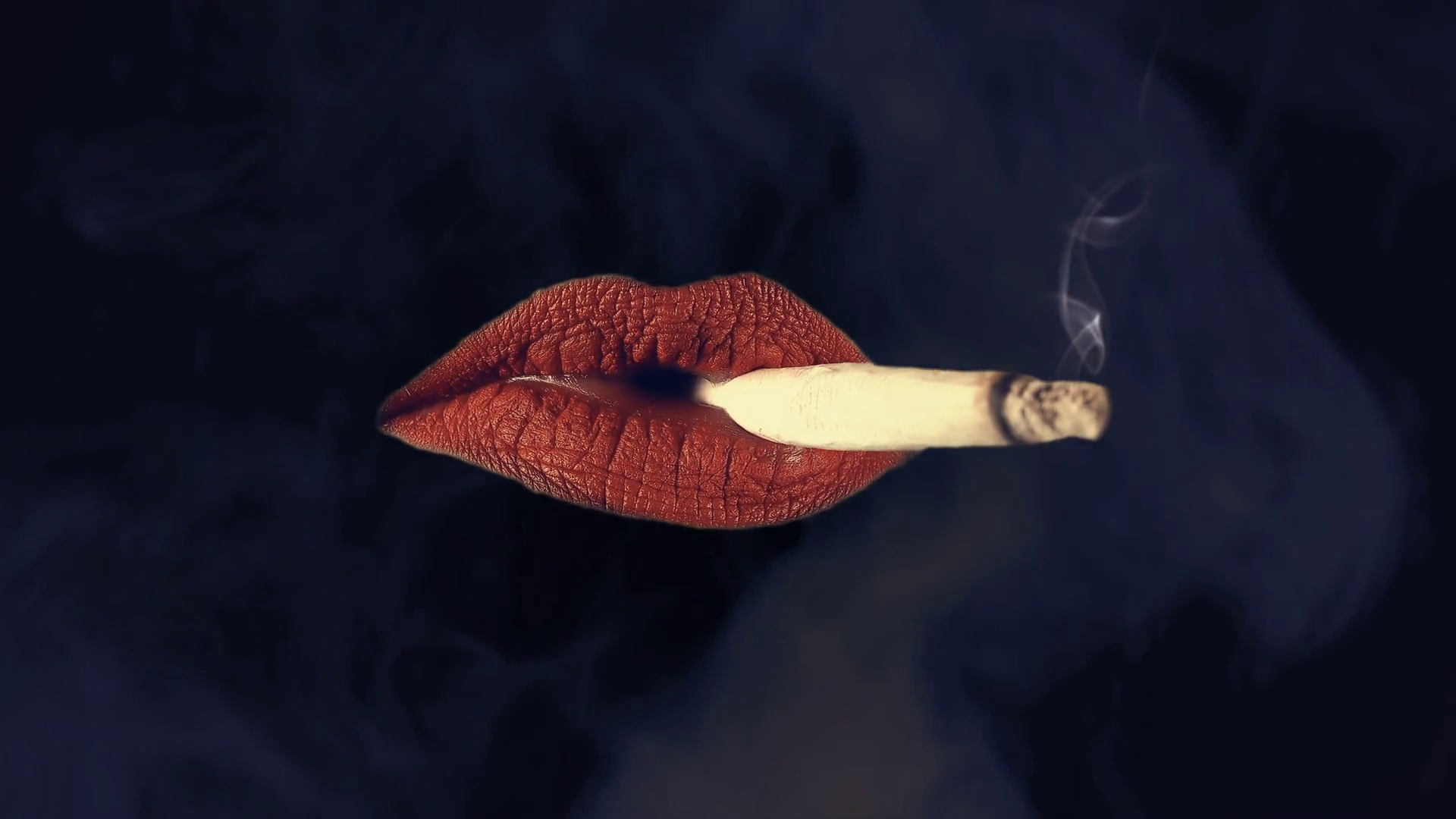 Female Mouth Smoking Cigarette Fume Puff Stock Footage SBV-352342956 ...