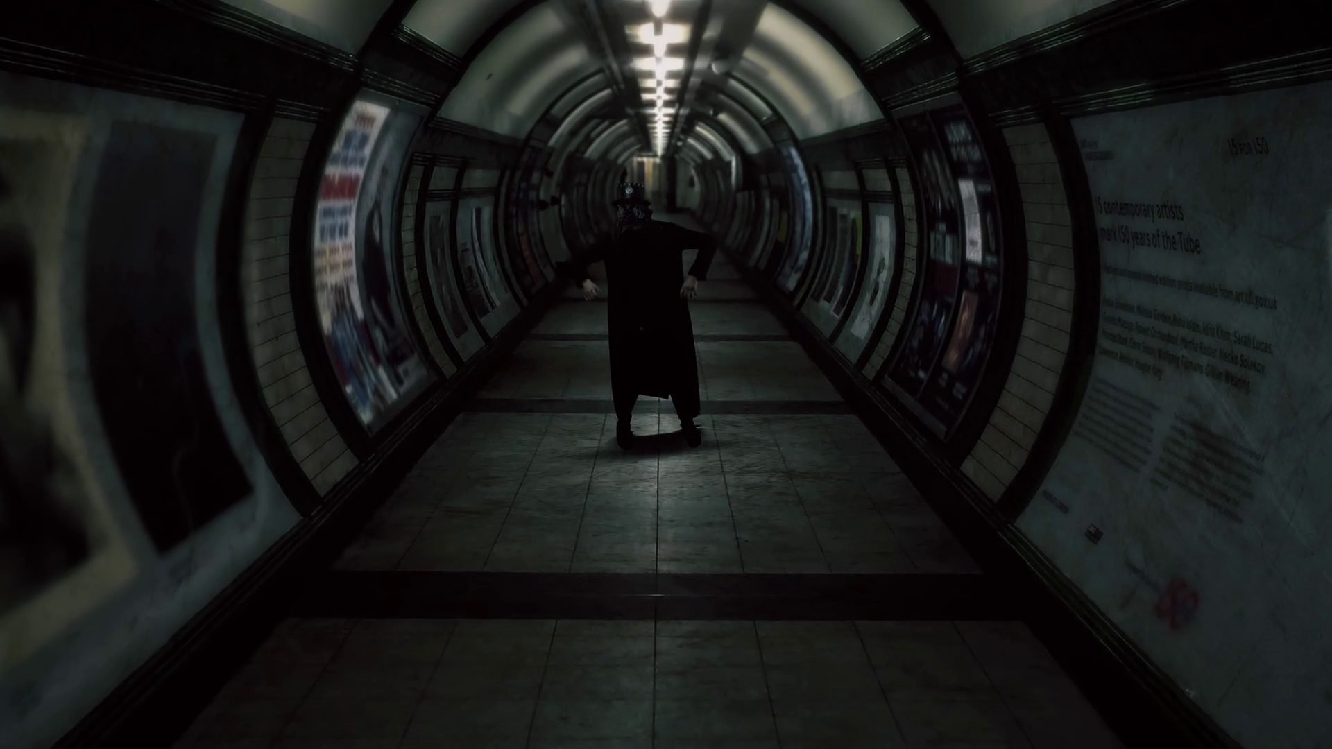 Scary Costumed Schizo Metro Corridor Creepy Stock Footage SBV-352330387 ...