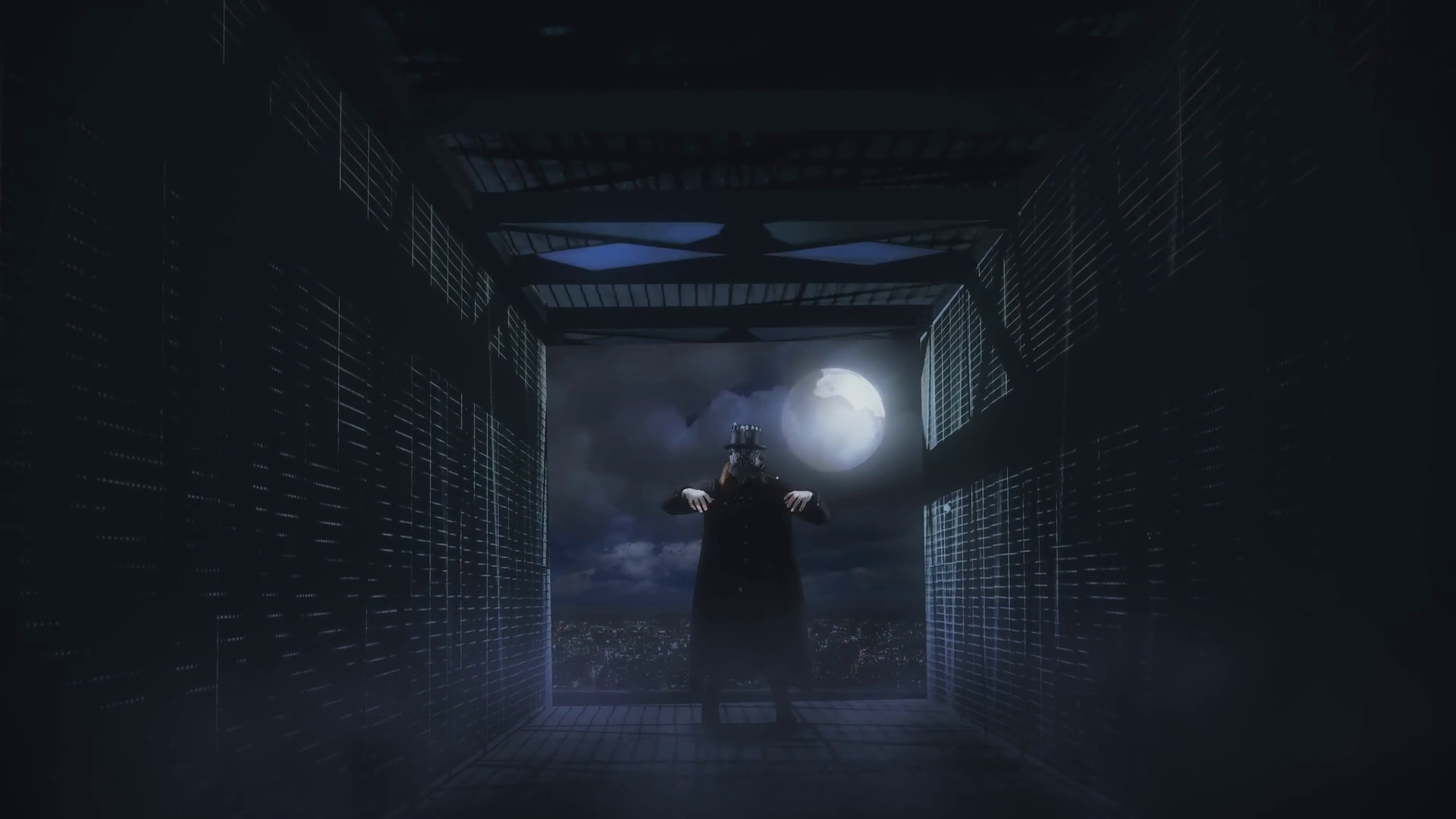 Ghostly Masked Figure Moonlight Corridor Stock Footage SBV-352329898 ...