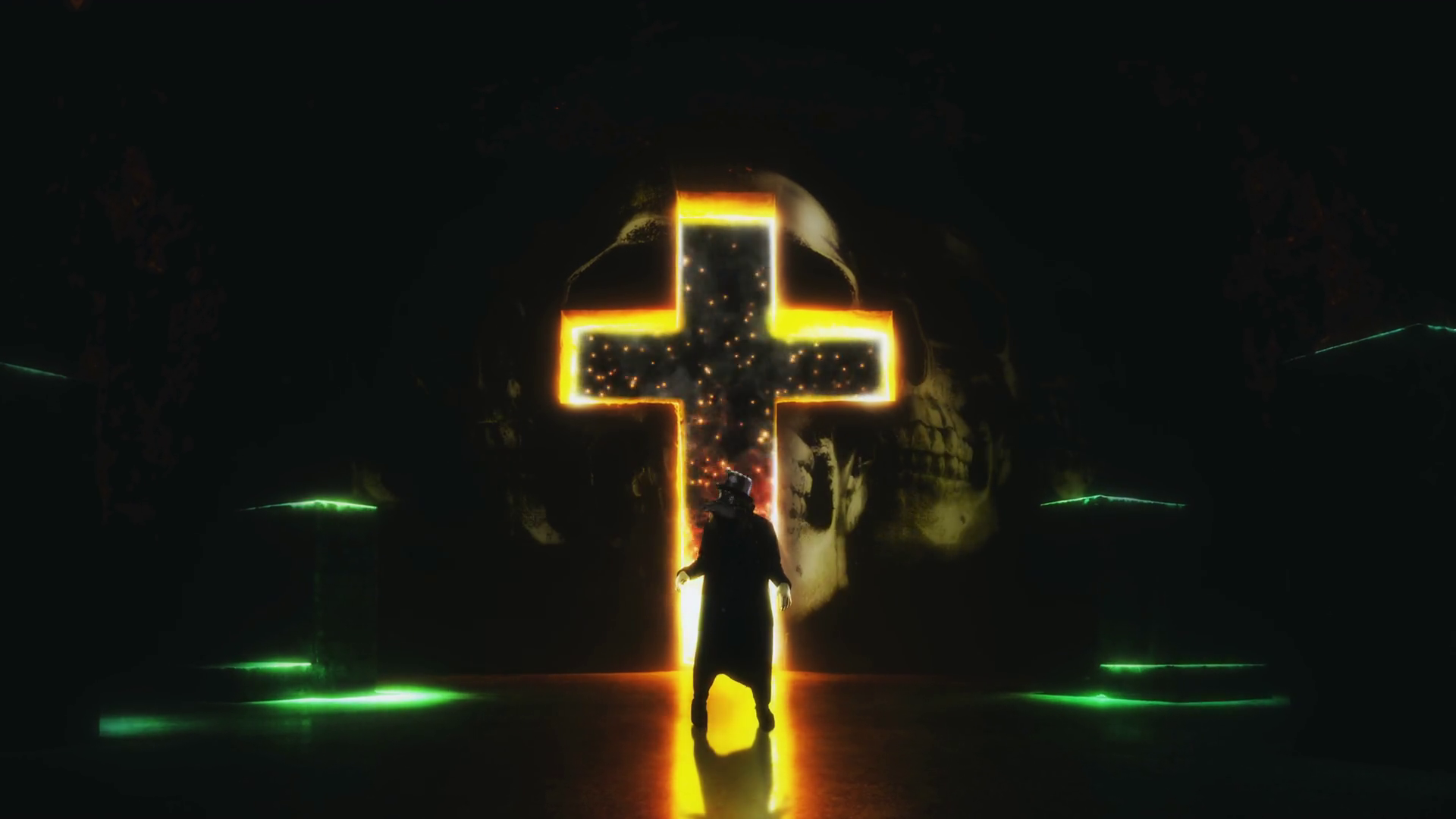 Wicked Spirit Satanic Church Burning Cross Stock Footage SBV-352331210 ...