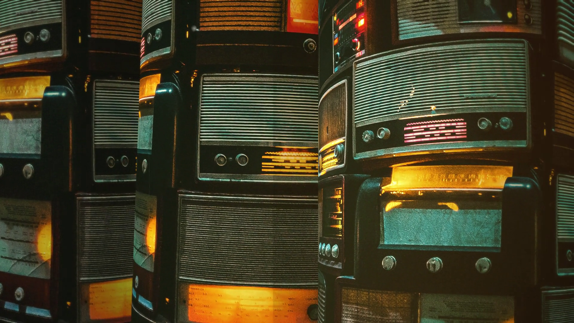Old Radio Stack Retro Technology Flickering Stock Footage SBV-352266169 ...