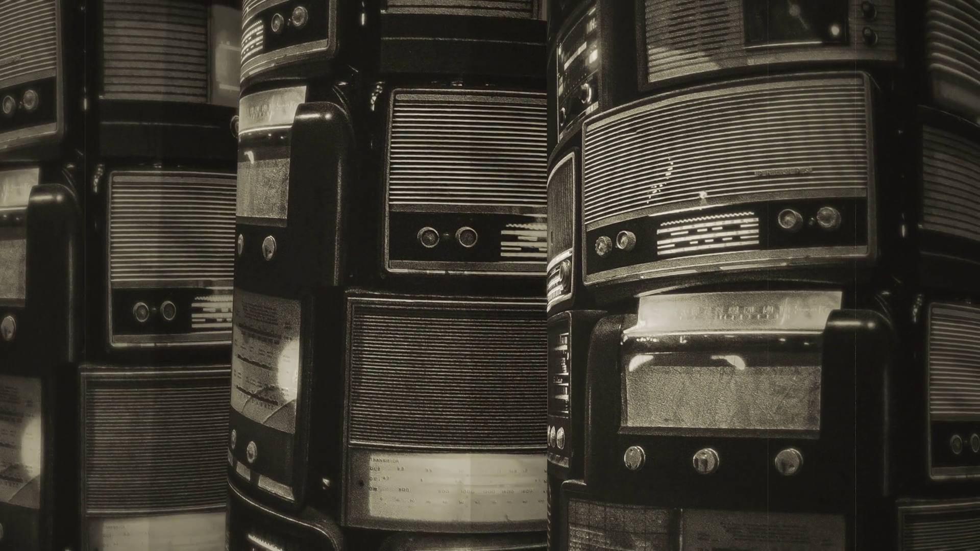Towers Of Old Radios Flickering Lights Retro Stock Footage SBV ...