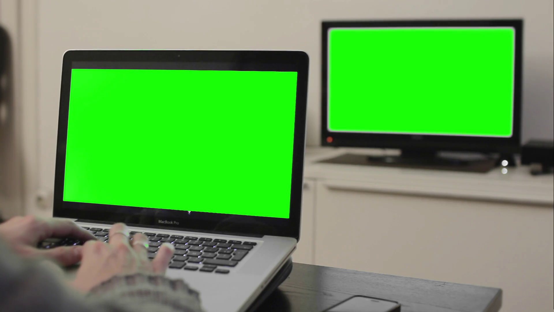 Smartphone Hold Green Screen Laptop Tv - Stock Footage SBV-352068400 ...
