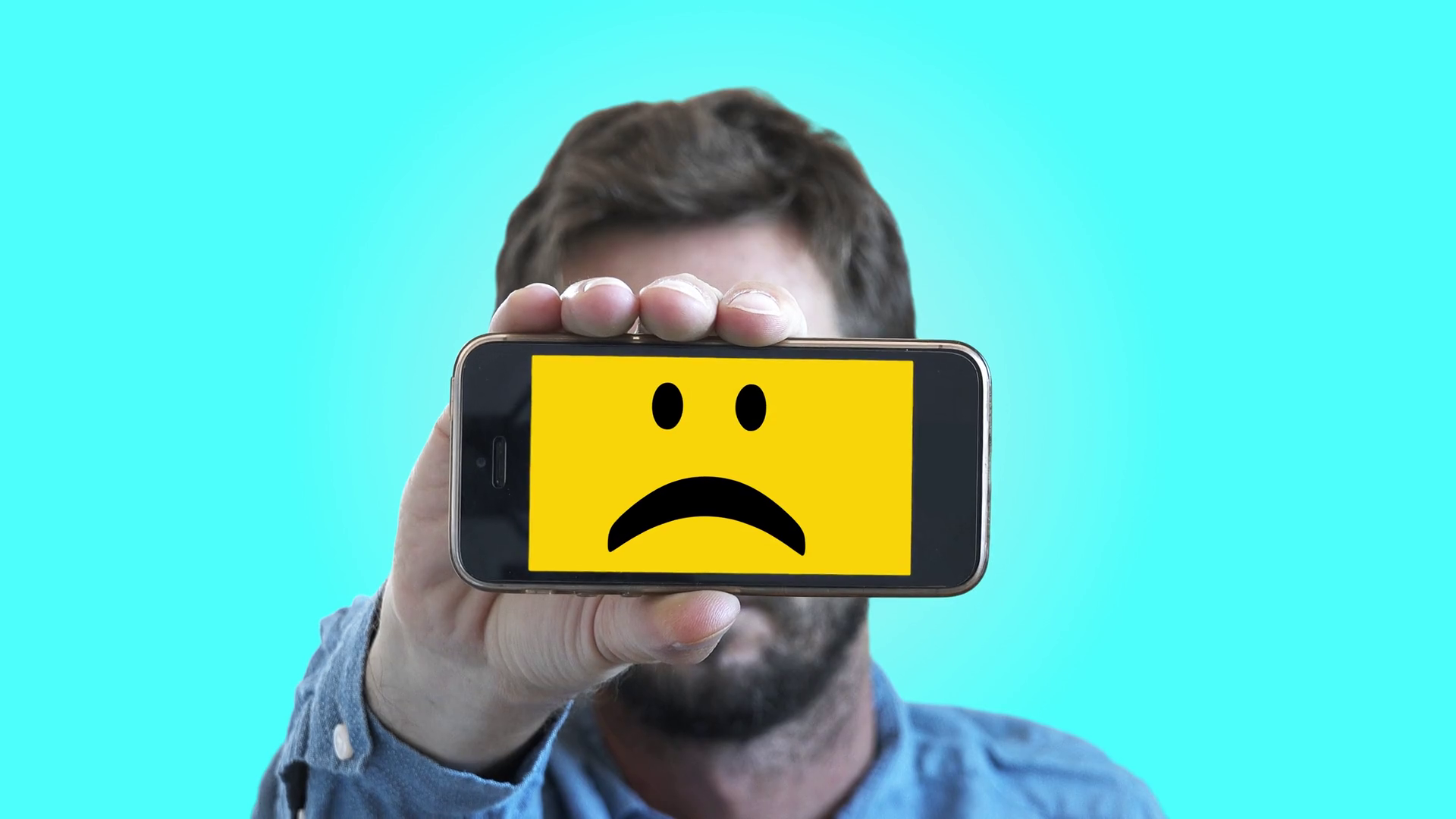 Sad Smiley Face Man On Smartphone Screen Stock Footage SBV-352065206 ...