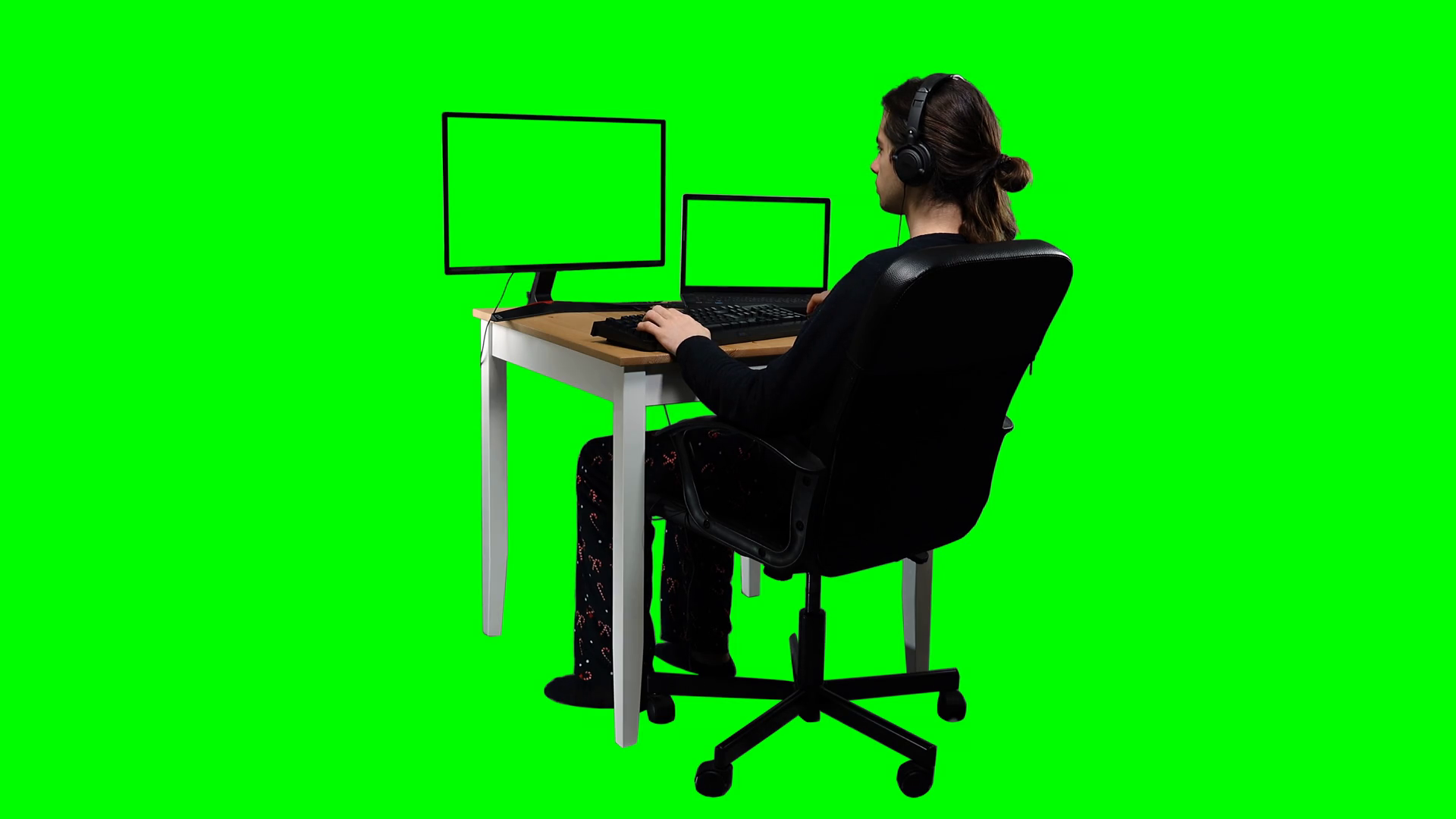 Teenager Wearing Pajamas Typing On Green Stock Footage SBV-352109393 ...