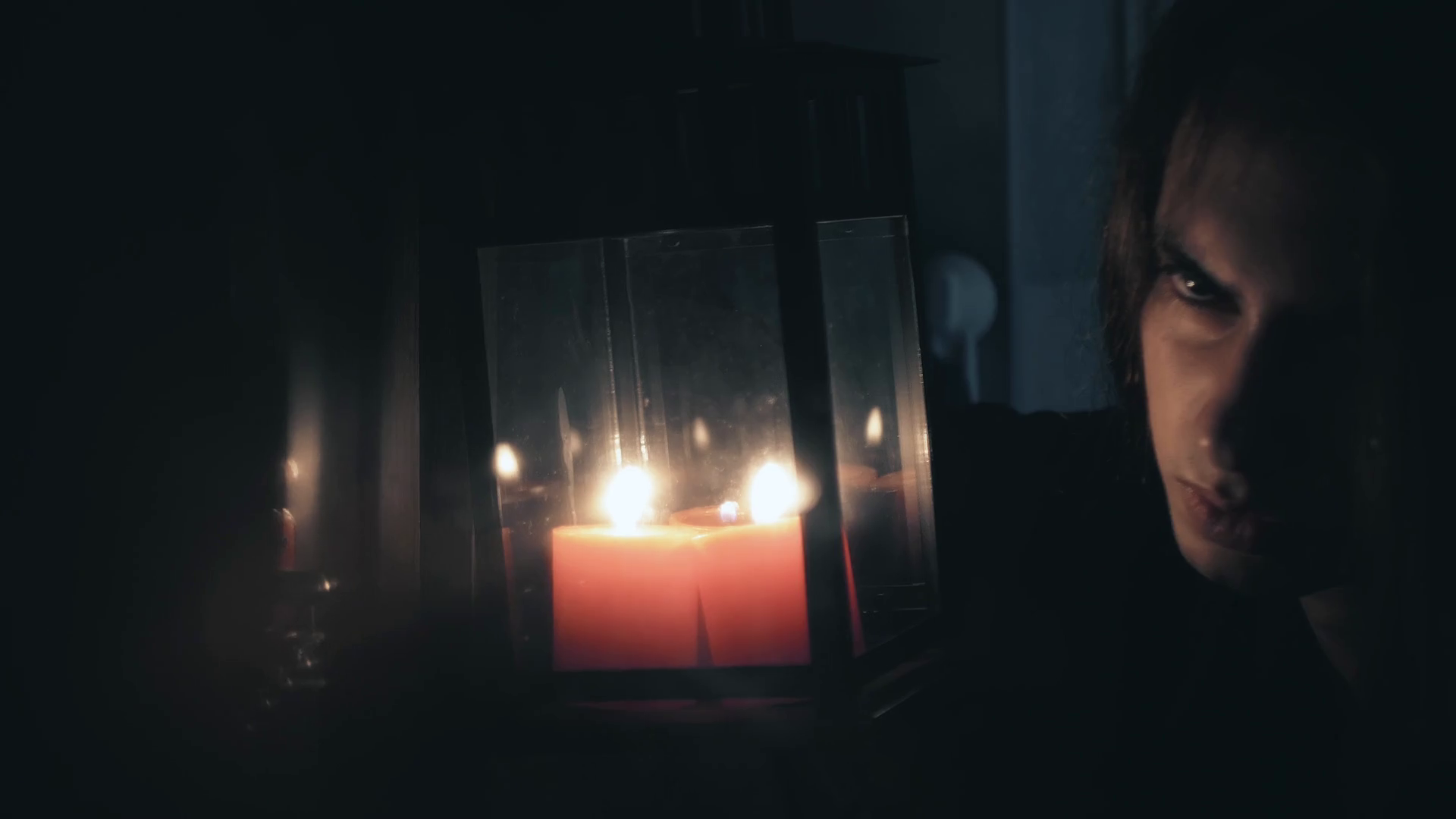 Creepy Young Man Face Lit Candlelight Stock Footage SBV-352282315 ...