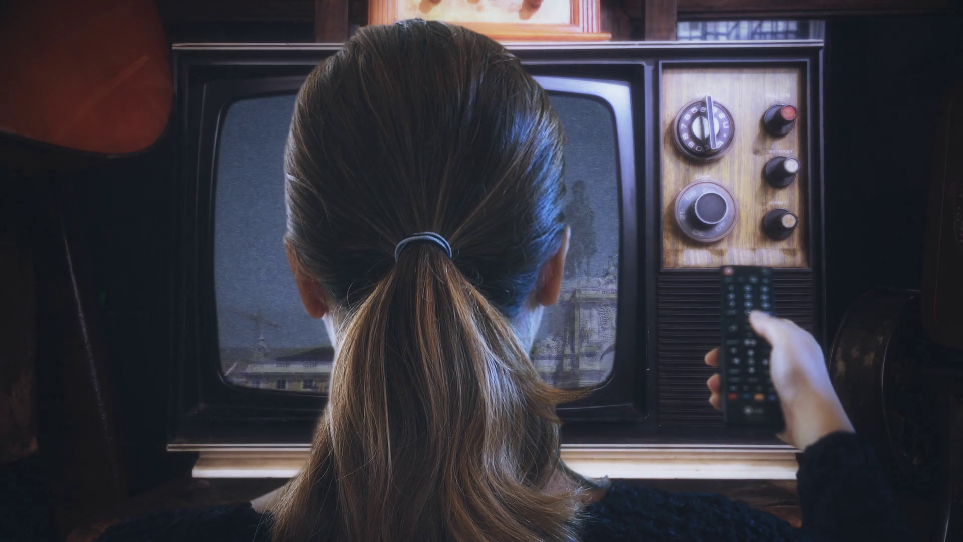 Girl Changing Channels Tv Old Vintage Style Stock Footage SBV-352280739 ...