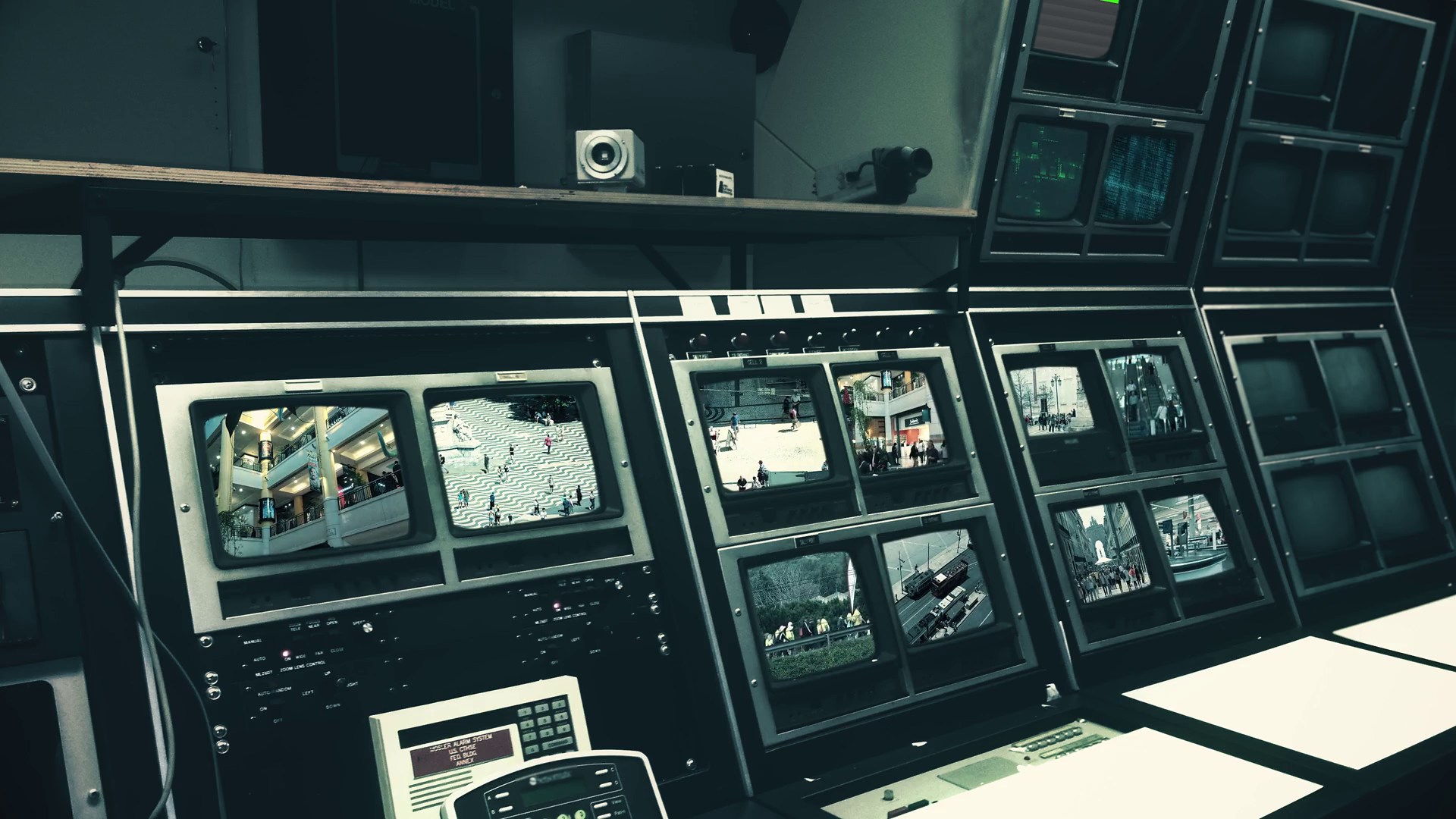 Cctv Security Cameras Control Room Multiple Stock Footage SBV-352301323 ...