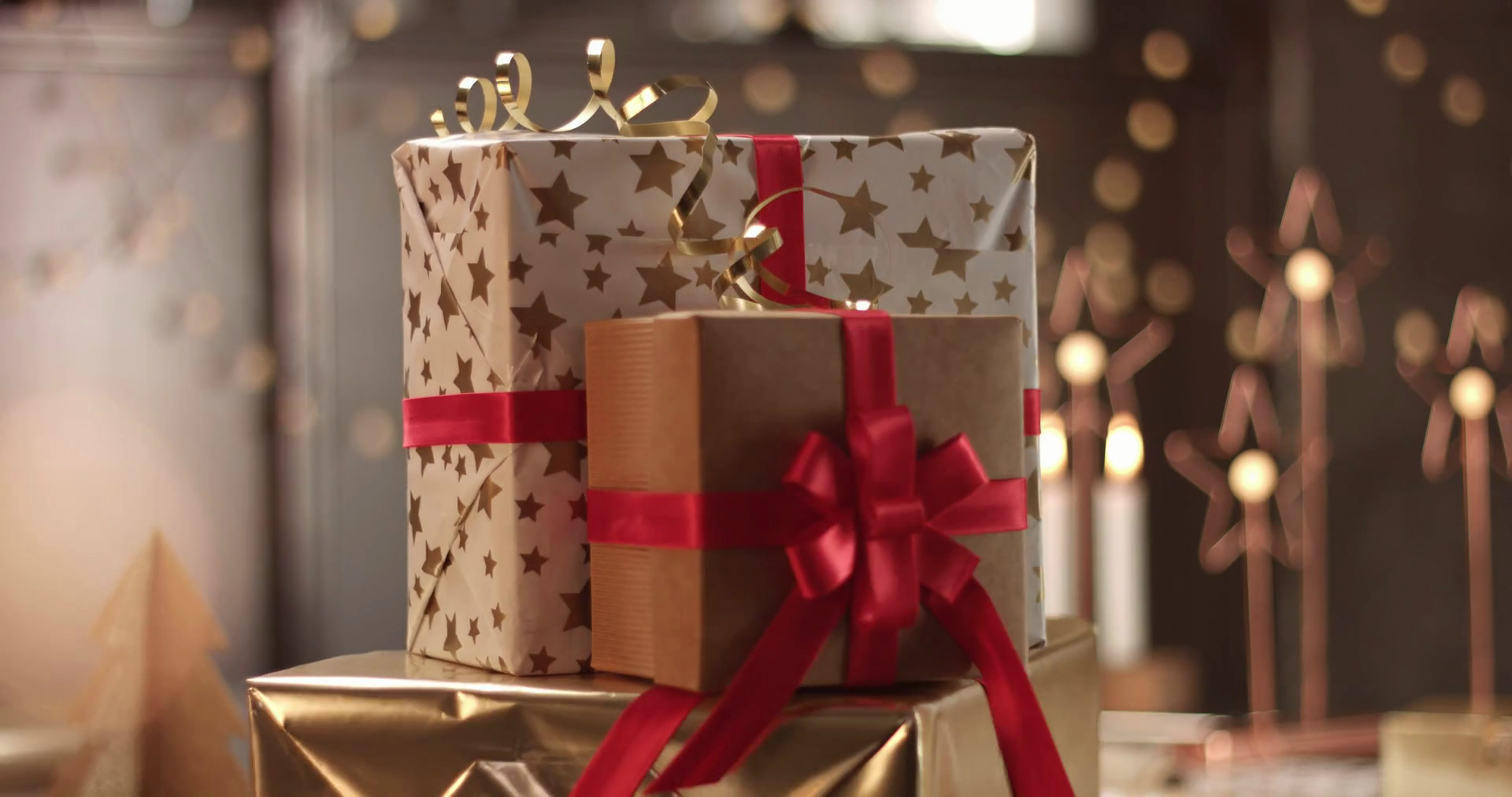 Beautifully Wrapped Christmas Presents On Stock Footage SBV-318739724 ...