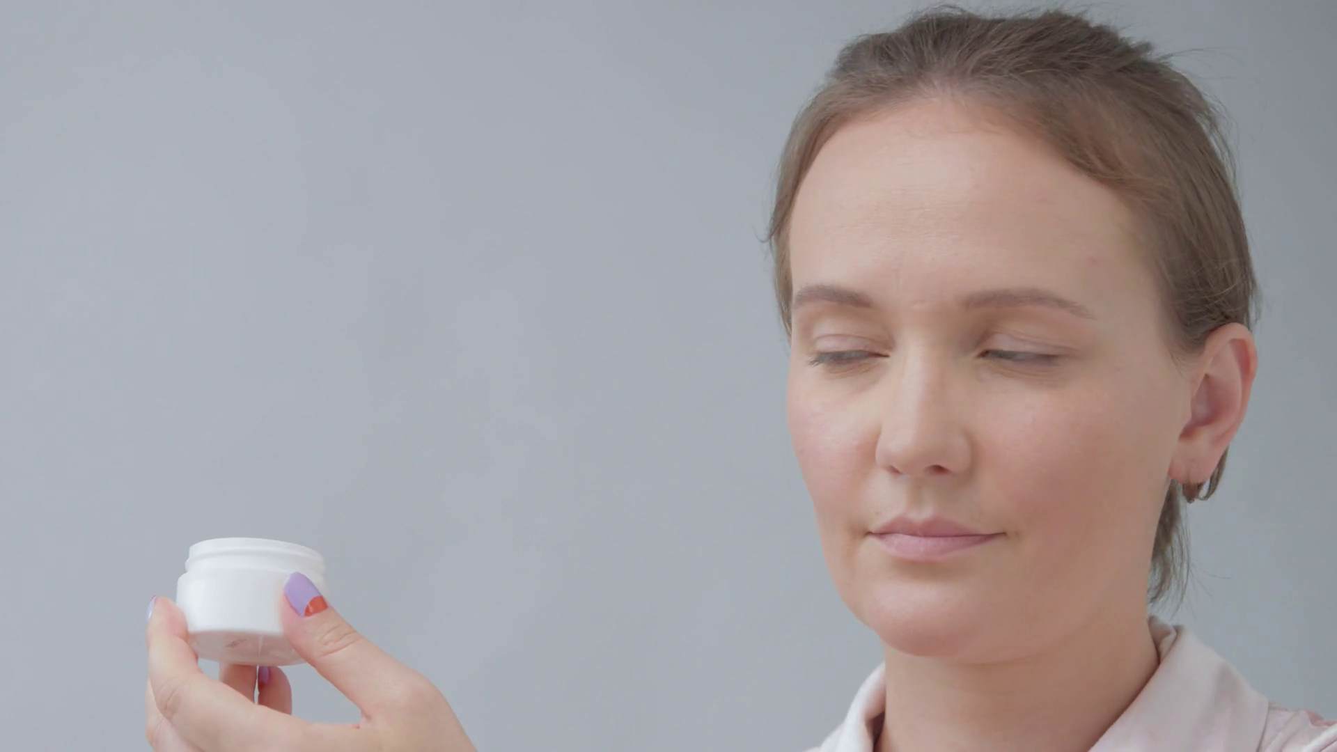 Closeup Of Woman With Cream Pot Take Cream Stock Footage SBV-323770301 ...