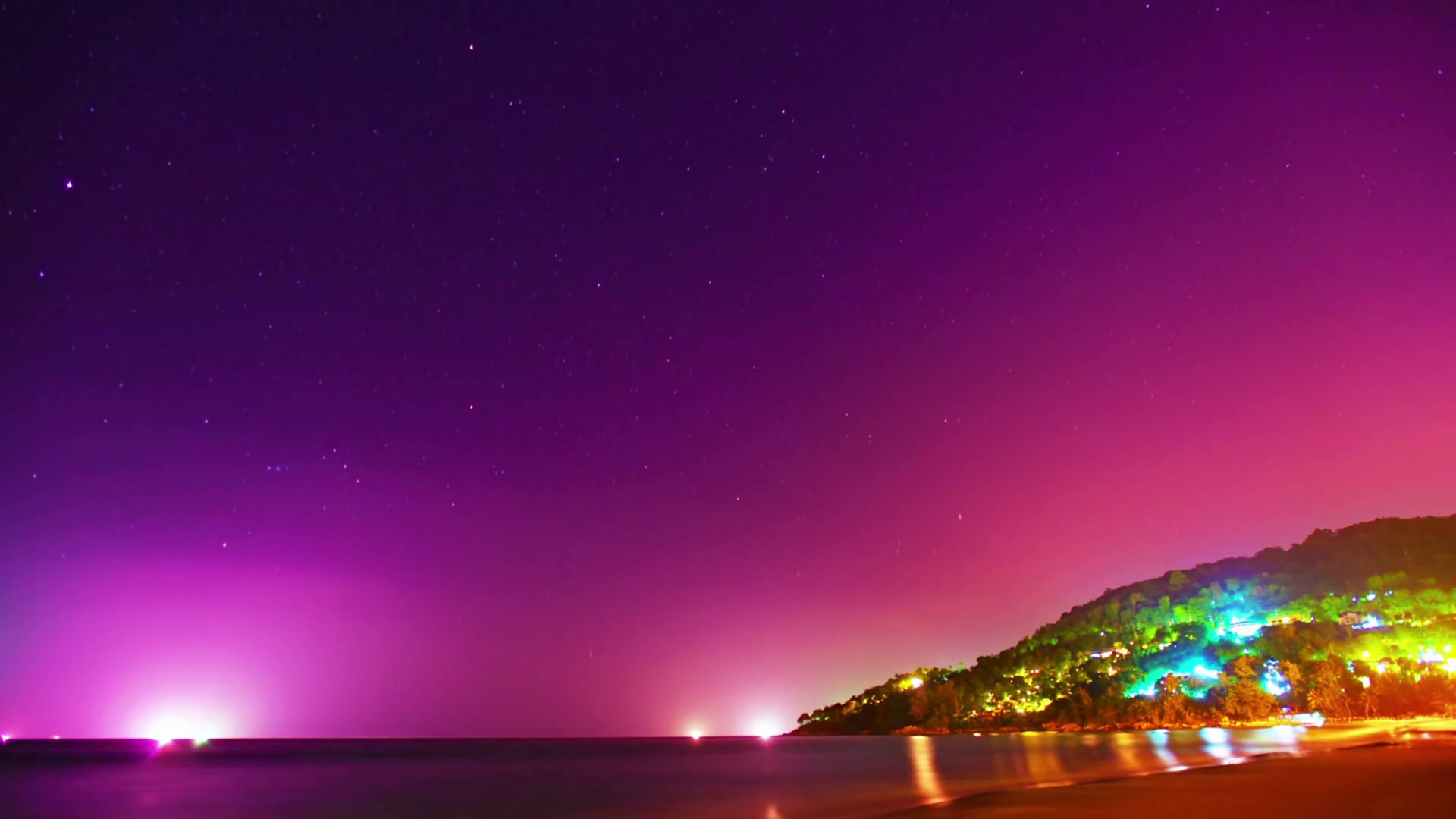 Night Scene Of Tropical Beach With Lights Stock Footage SBV-352798701 ...