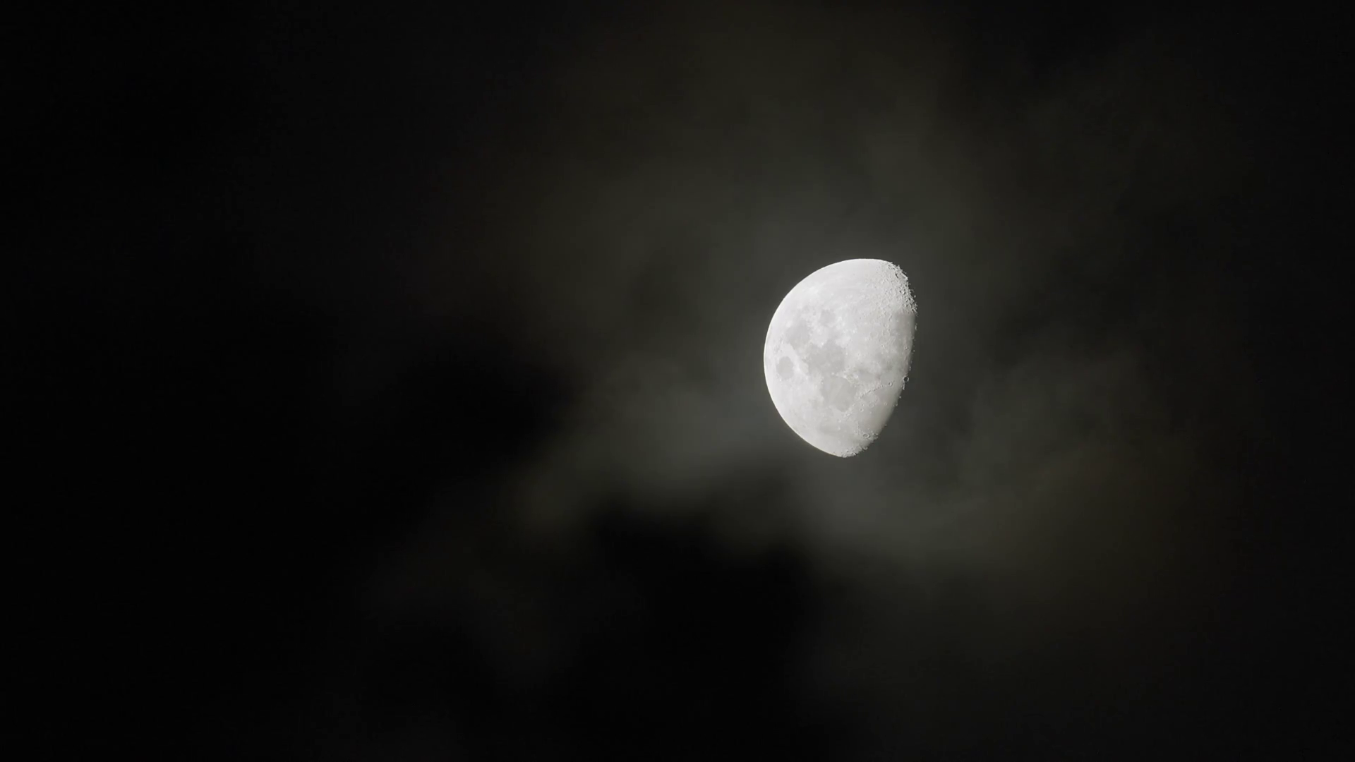 Half Moon With Misty Clouds Rolling At Night Stock Footage SBV ...