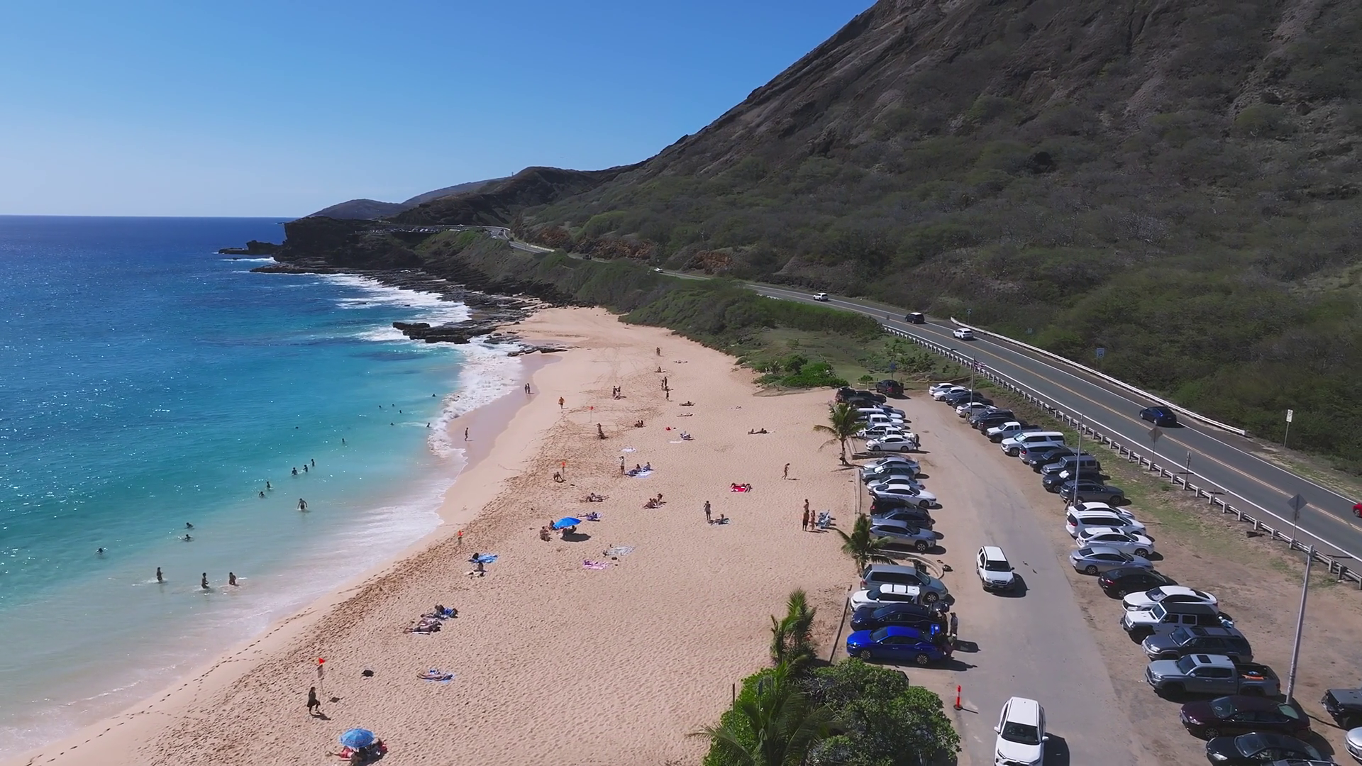 Aerial View Of Sandy Beach On Oahu Island Stock Footage SBV-352042565 ...