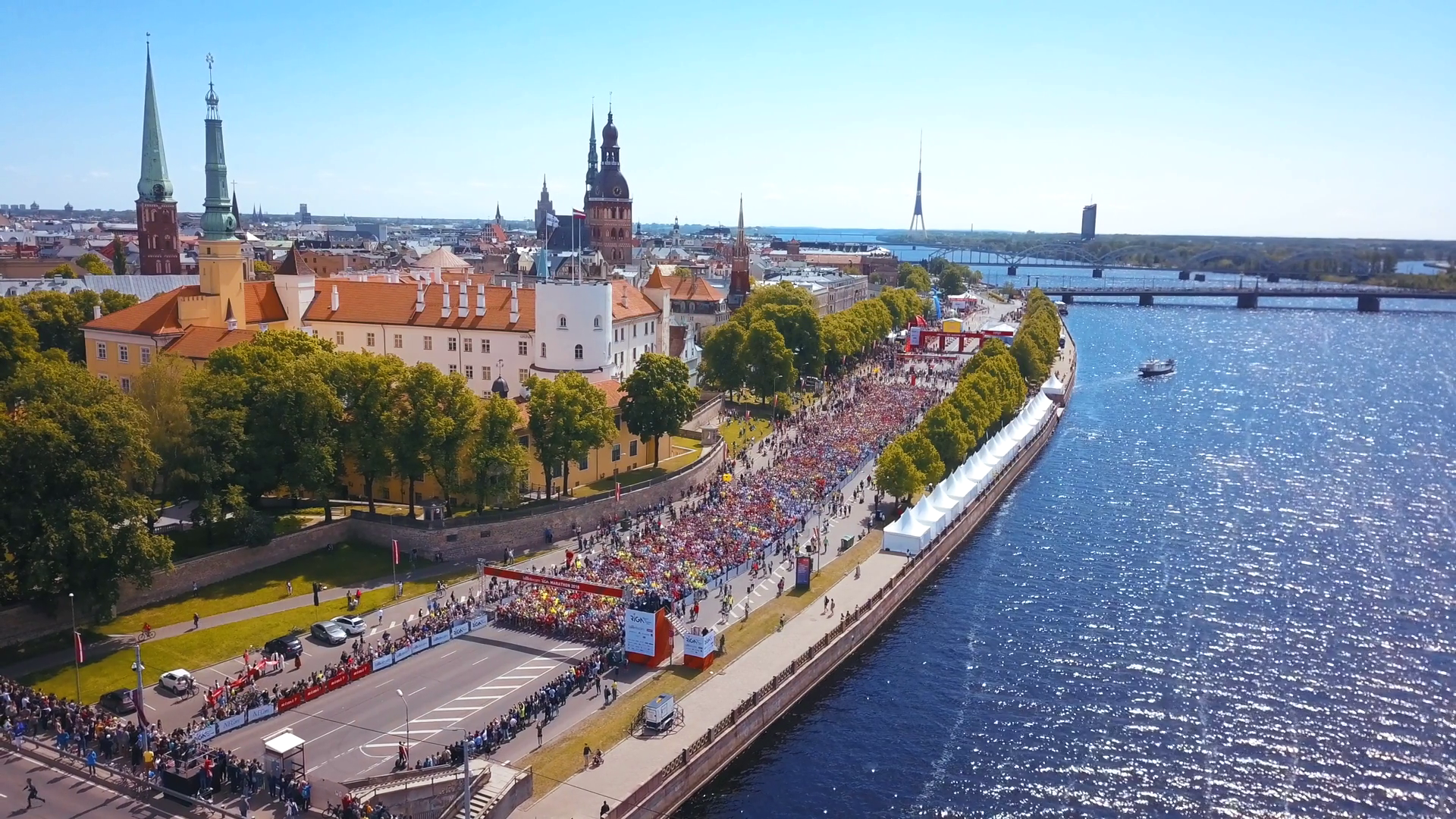 Aerial View Of Lattelecom Marathon 2018 Stock Footage SBV-334709055 ...