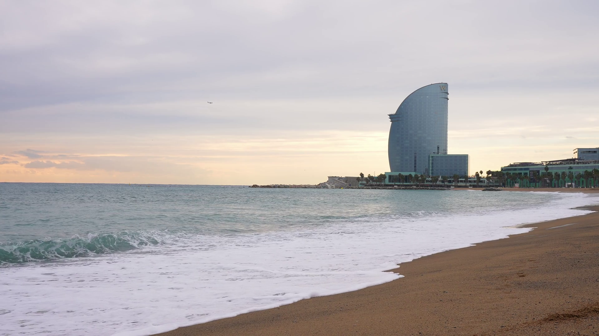 Barcelona W Hotel View From Beach Beautiful Stock Footage SBV-347427751 ...