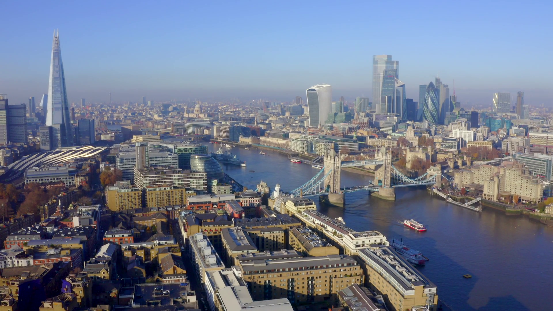 Flying Over Tower Bridge In London Uk Symbol Stock Footage SBV ...