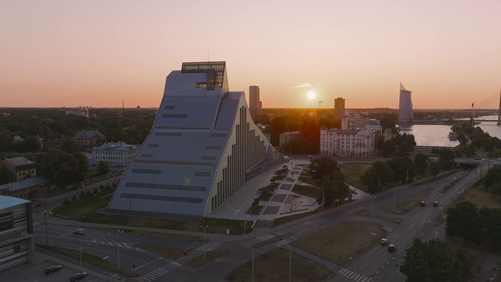 Riga Latvia: Aerial View Of Latvian National Stock Footage SBV ...