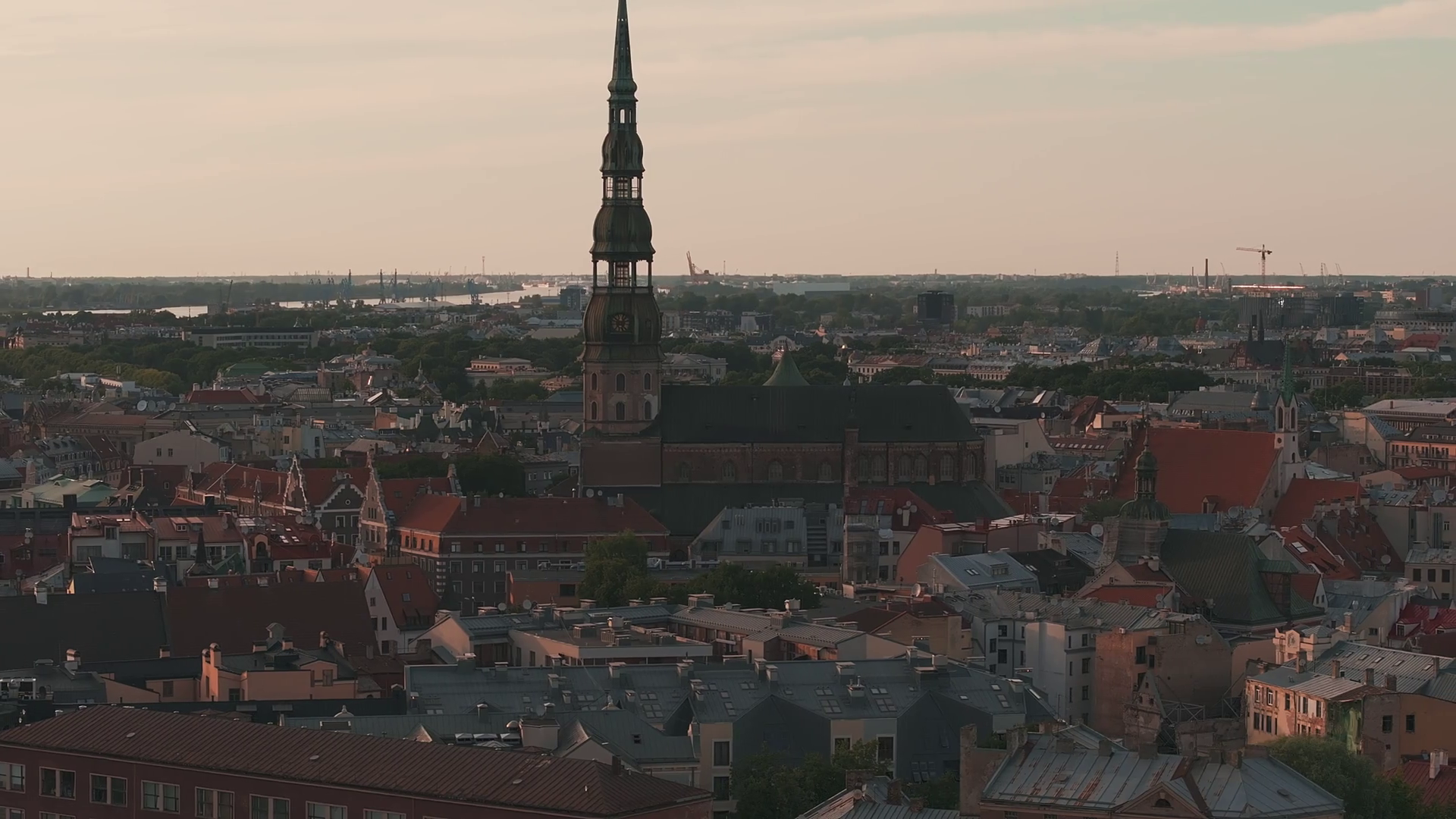 Summer Sunset In Riga Latvia Aerial View Of Stock Footage SBV-347794822 ...