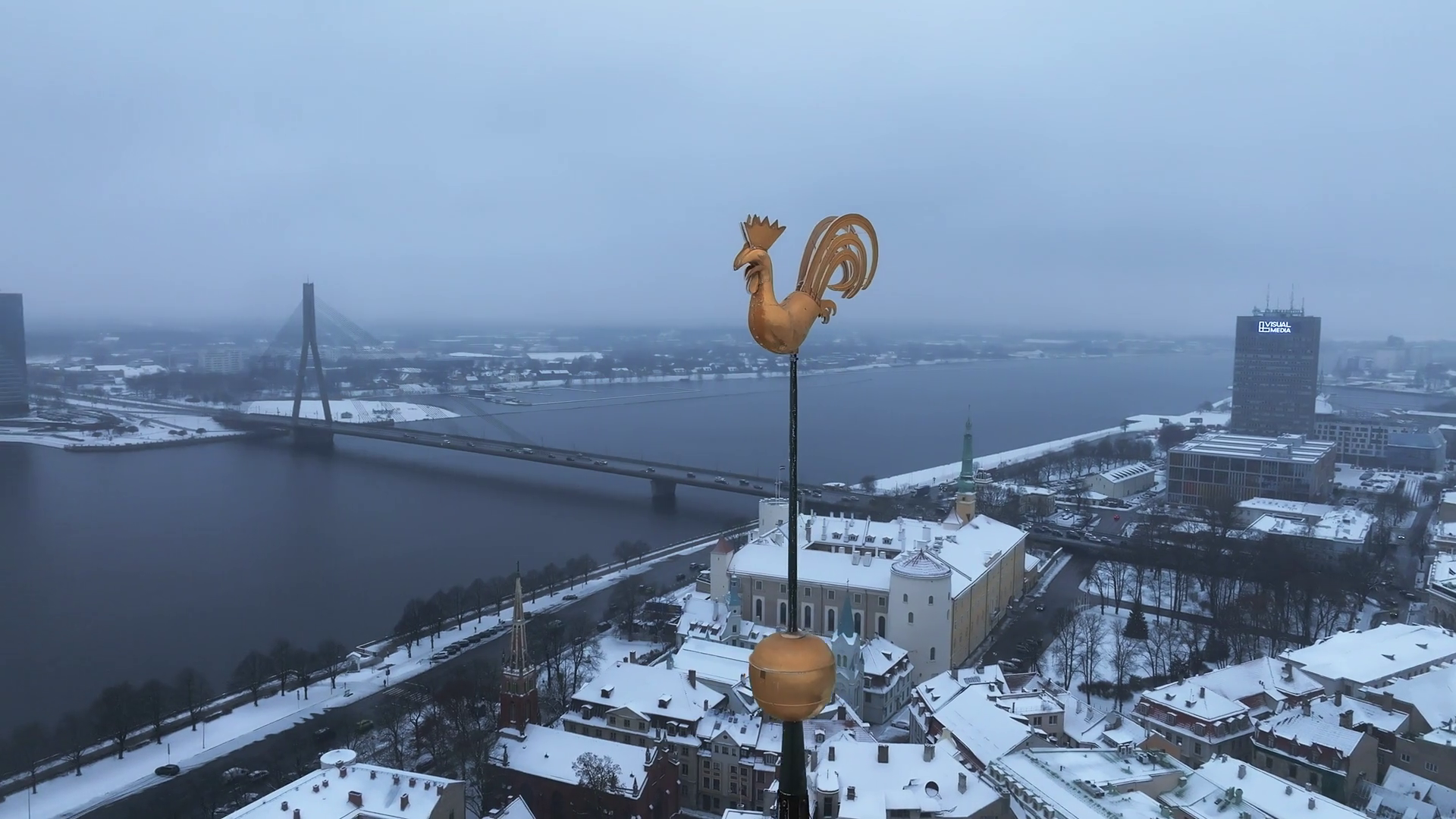 Cloudy Snowy Winter Over Riga City Winter In Stock Footage SBV ...