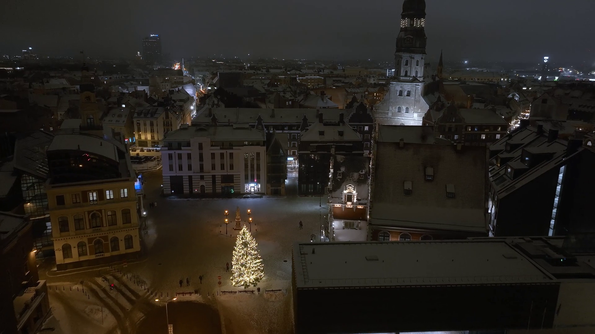 Magical Winter Night Over Riga Old Town In Stock Footage SBV-347314069 ...
