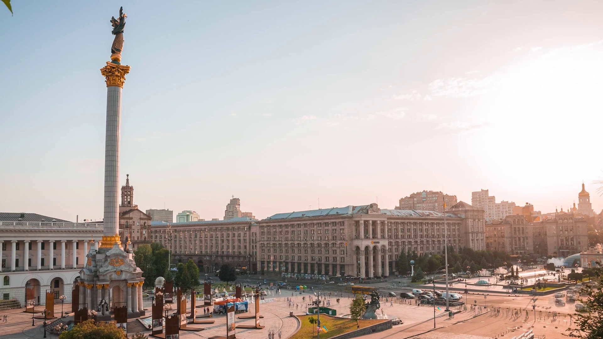 Timelapse view of the Maidan Nezalezhnosti square in Kiev, Ukraine. The ...
