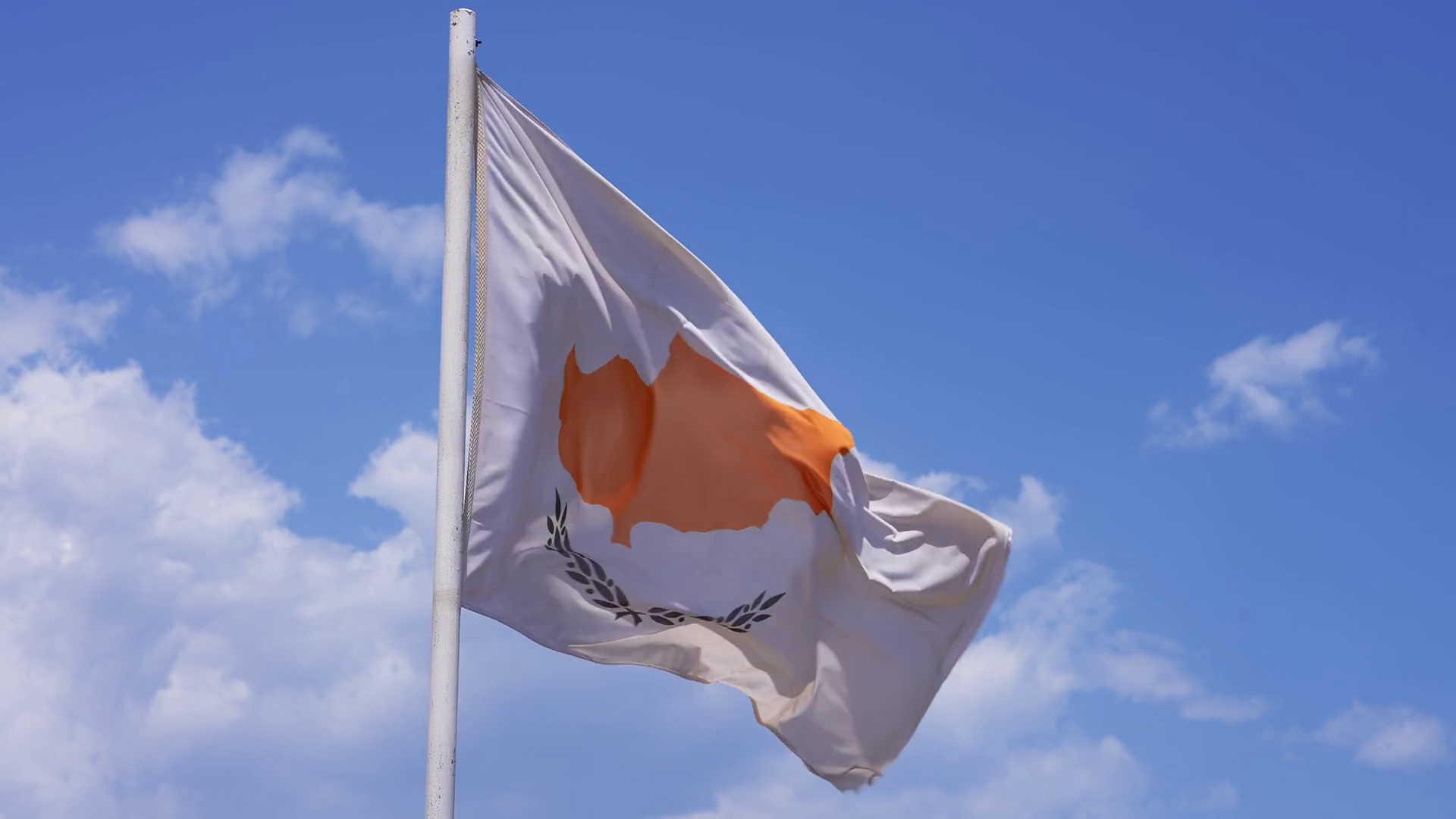 The Cyprus Flag Waves Dynamically In Wind Stock Footage SBV-352247070 ...