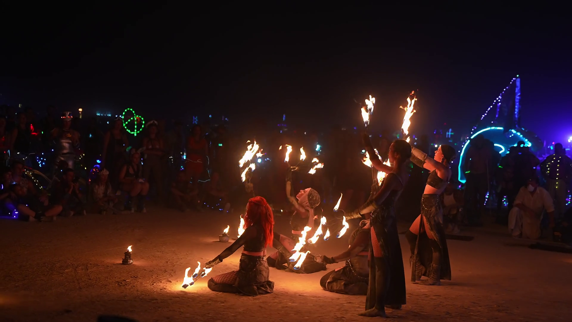 Mesmerizing Fire Performance At Night In Stock Footage SBV-347569571 ...