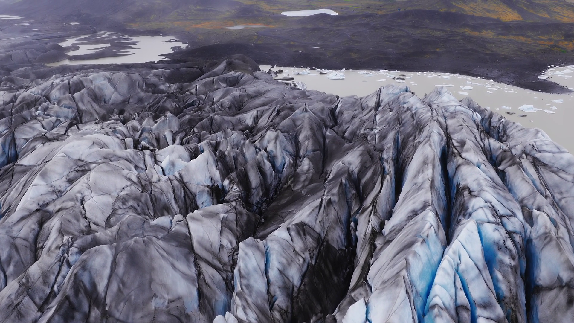 Aerial View Moves Over Crevassed Iceland Stock Footage SBV-353164860 ...
