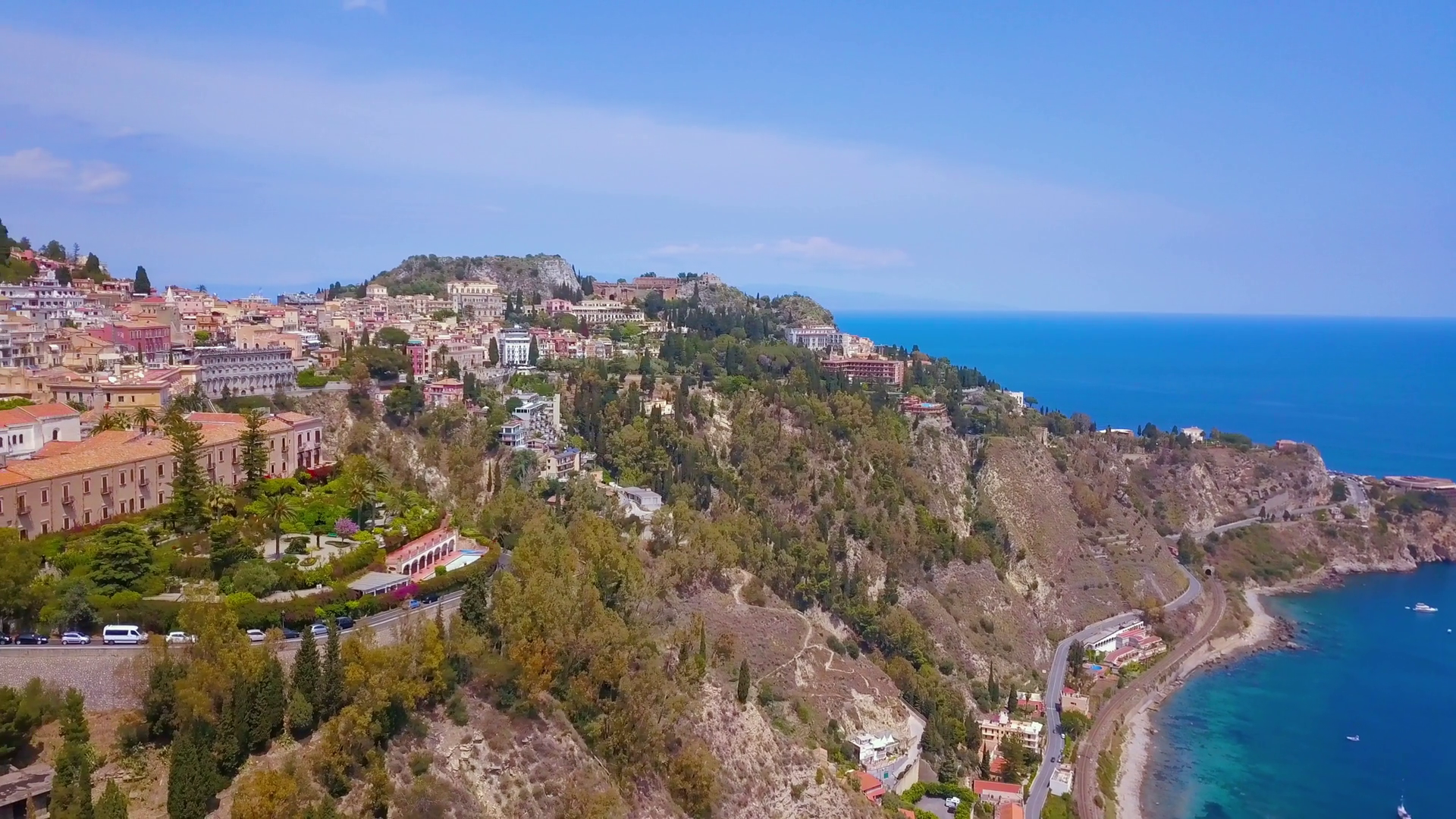 Aerial View Of Taormina - Famous Resort In Stock Footage SBV-327785718 ...