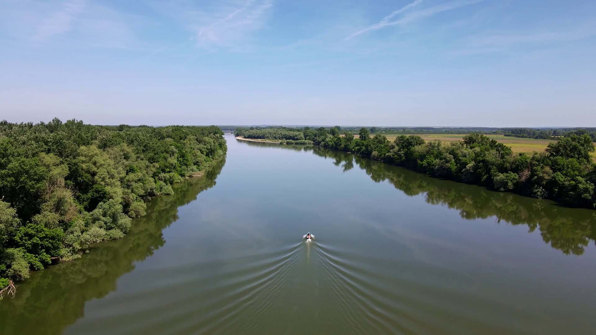 Floating Boat On River Drone View Flight Stock Footage SBV-348393096 ...