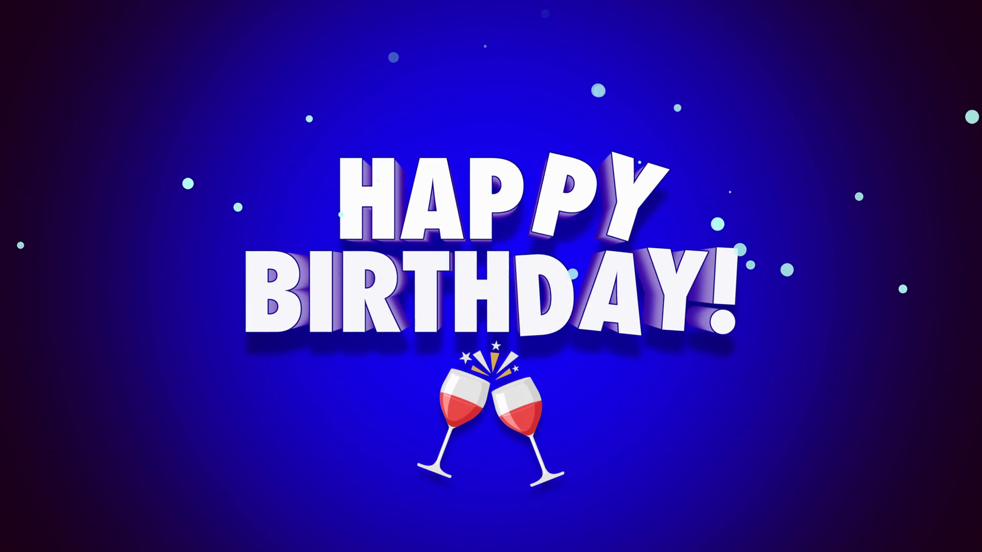 Animated closeup Happy Birthday text on blue background. Luxury and ...
