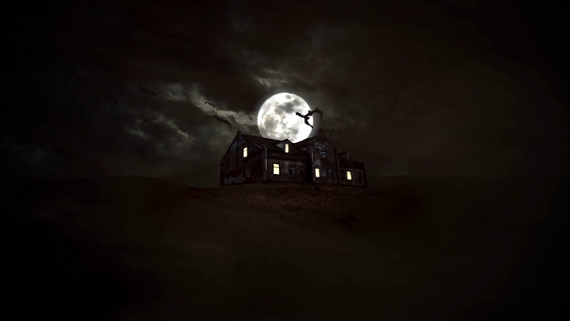 Mystical Horror Background With House Moon Stock Motion Graphics SBV ...