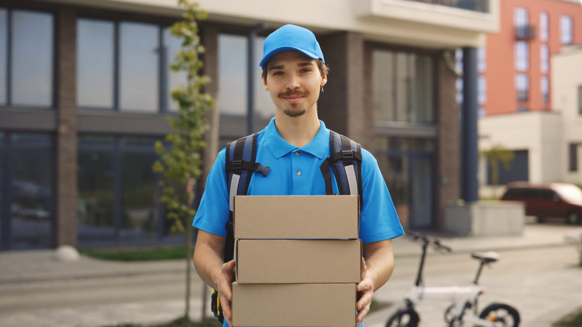 Portrait Of Positive Caucasian Postman Stock Footage SBV-351908685 ...