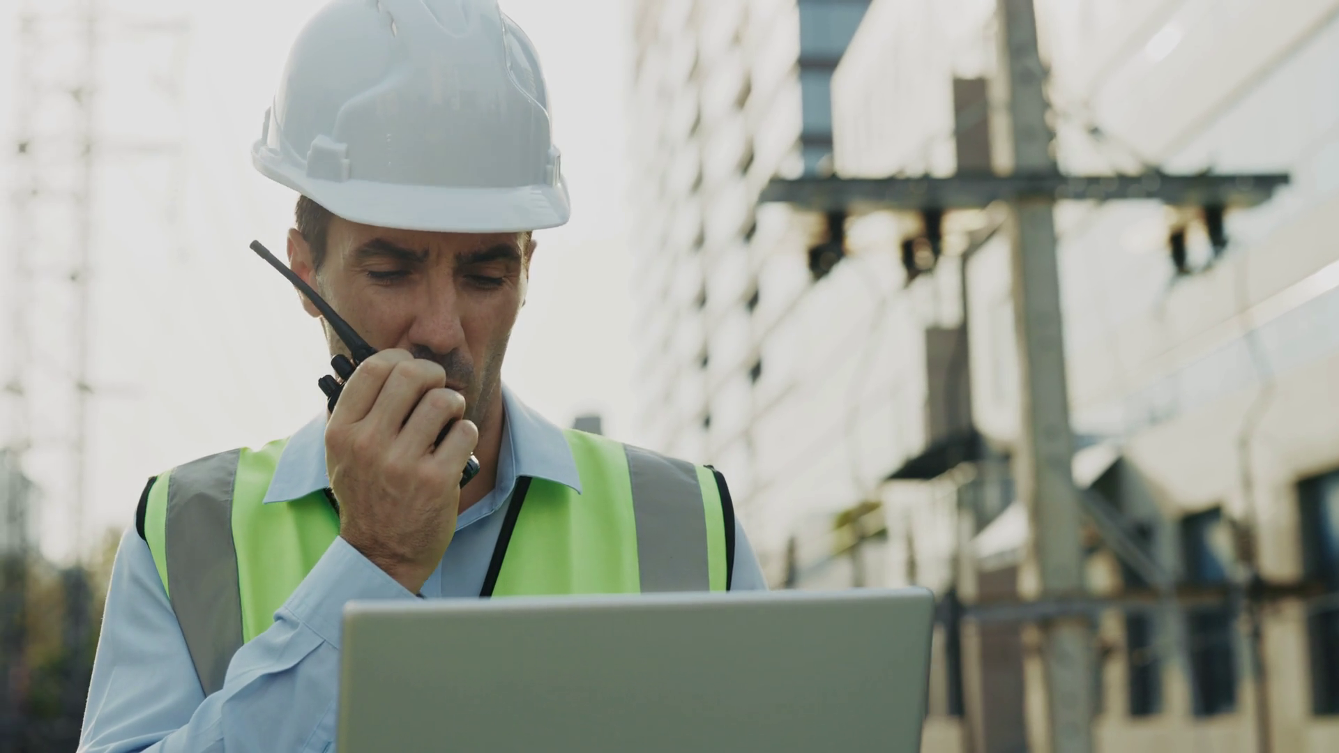 Portrait Of Man Engineer Talking Via Radio Stock Footage SBV-351779230 ...