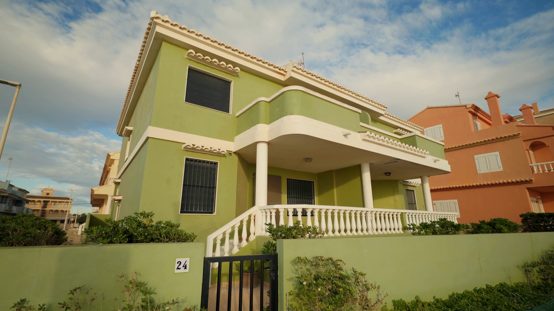 Light Green Building With White Terrace Stock Footage SBV-353159587 ...