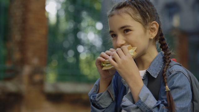 Girl Eating Sandwich Kid Stock Footage: Royalty-Free Video Clips ...