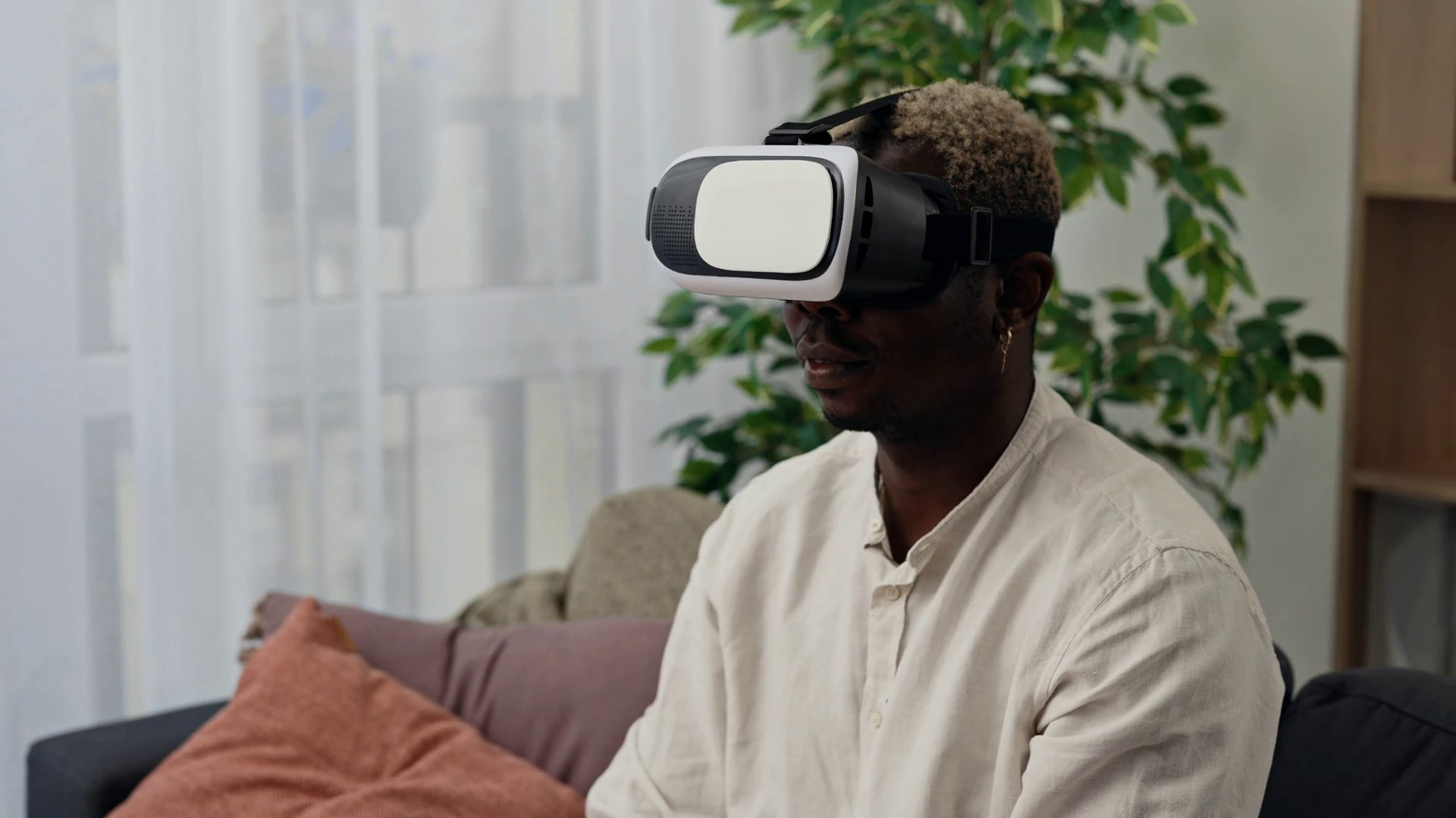 Close View Of African American Man Use Vr Stock Footage SBV-347764750 ...