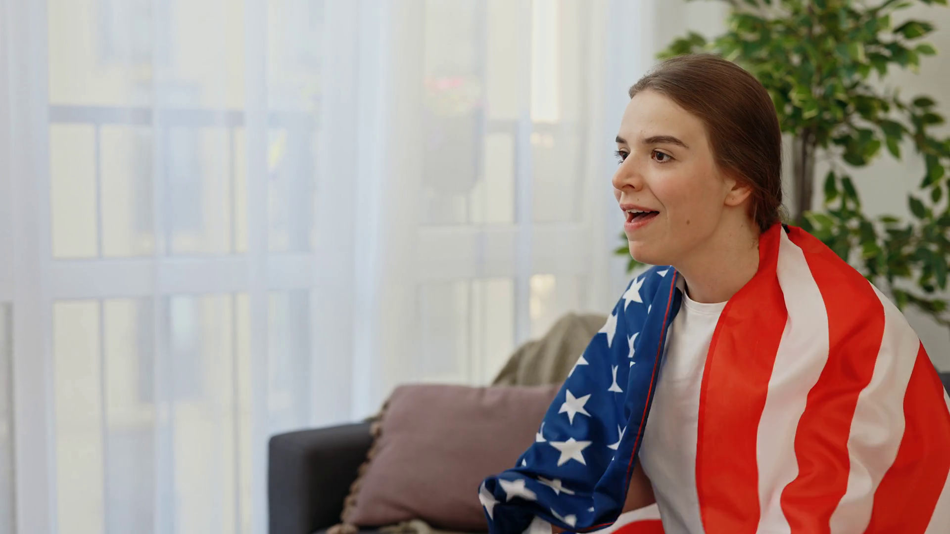 Young Caucasian Woman Rooting Cheering Stock Footage SBV-347525158 ...