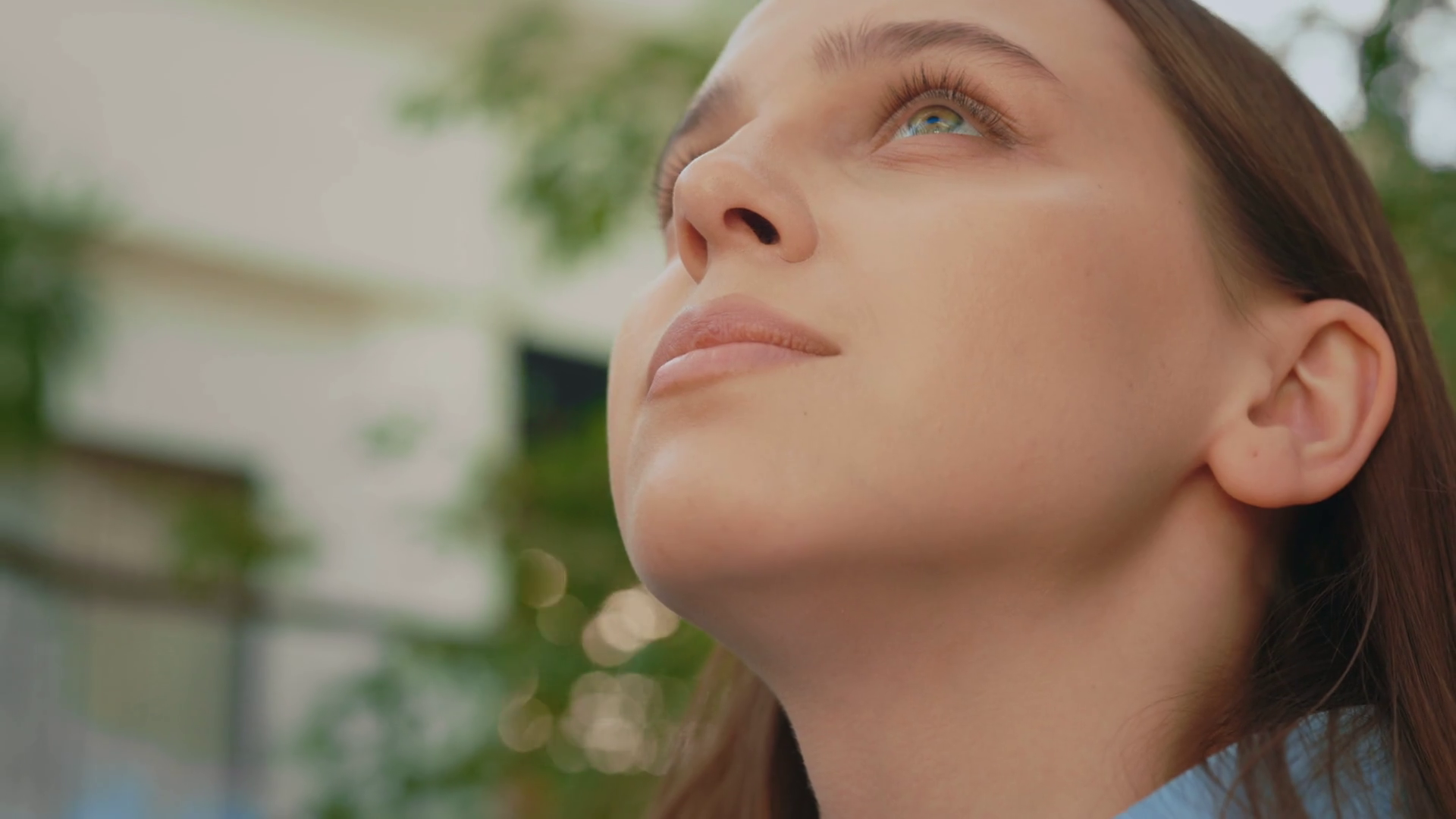 Close Up Of Woman Face Looking Up Standing Stock Footage SBV-348556343 ...