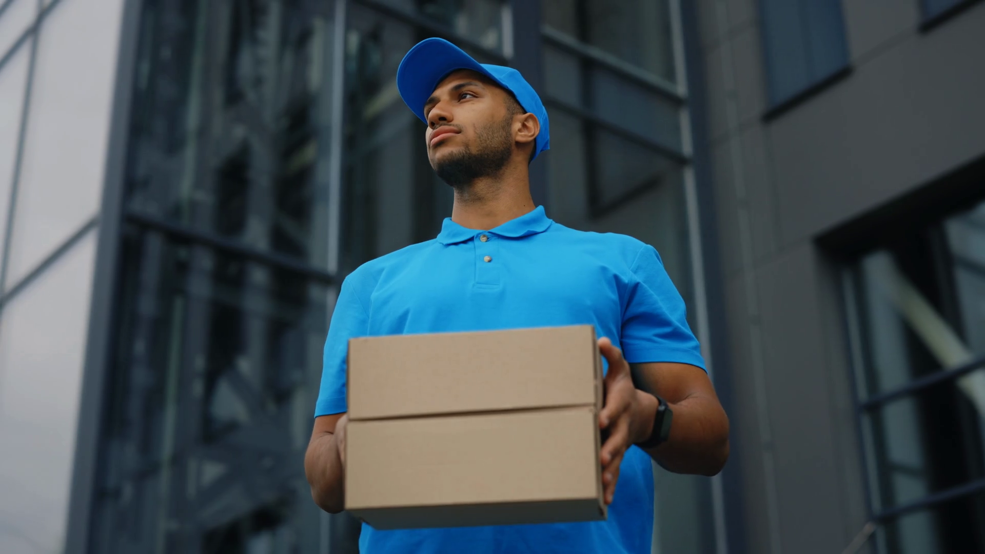 Portrait African American Postman Holding Stock Footage SBV-348393839 ...