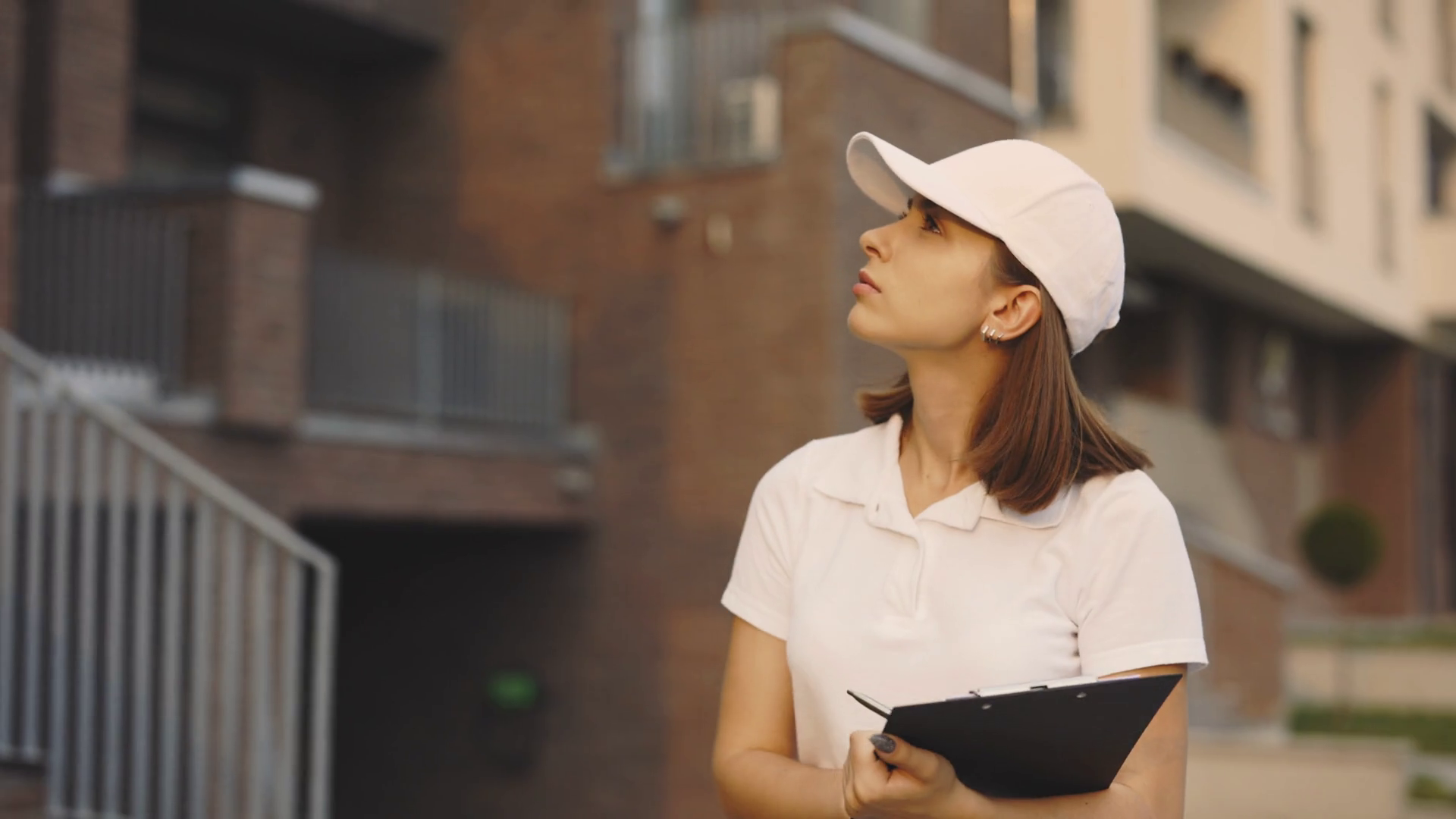 Lady Real Estate Agent In White Uniform Stock Footage SBV-348454143 ...