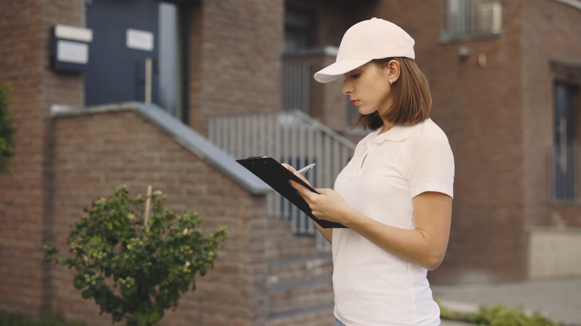 Portrait Of Young Caucasian Mailwoman Stock Footage SBV-348516325 ...