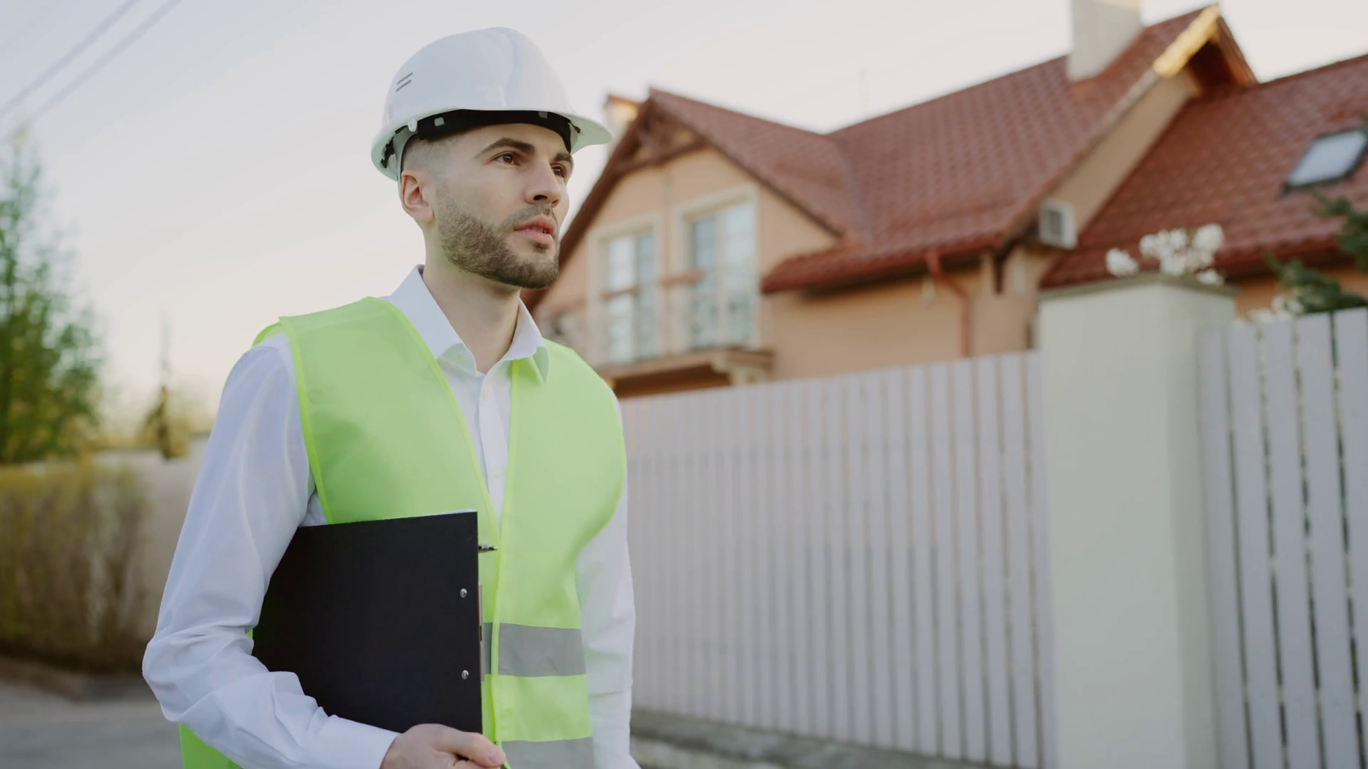 Side View Of Engineer Outside Going Home Stock Footage SBV-347714019 ...