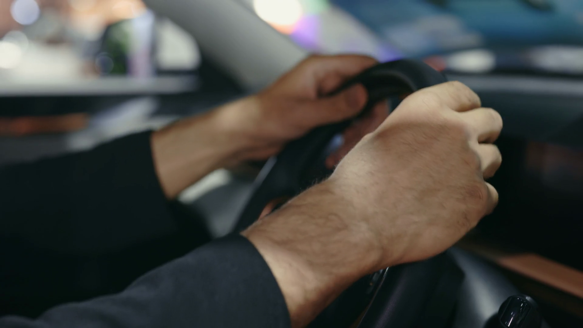 Male Hands Touching Steering Wheel Try Stock Footage SBV-348816713 ...