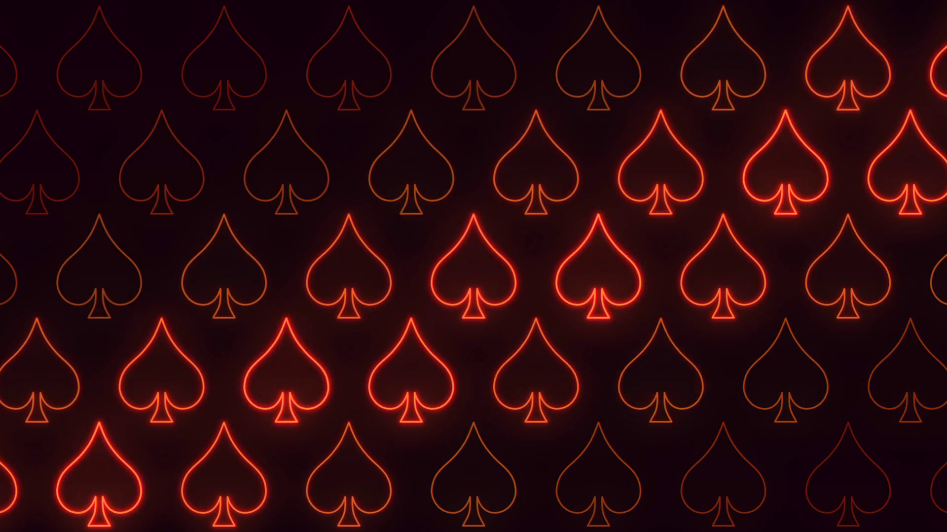 Neon red spades pattern on dark black space, abstract corporate ...