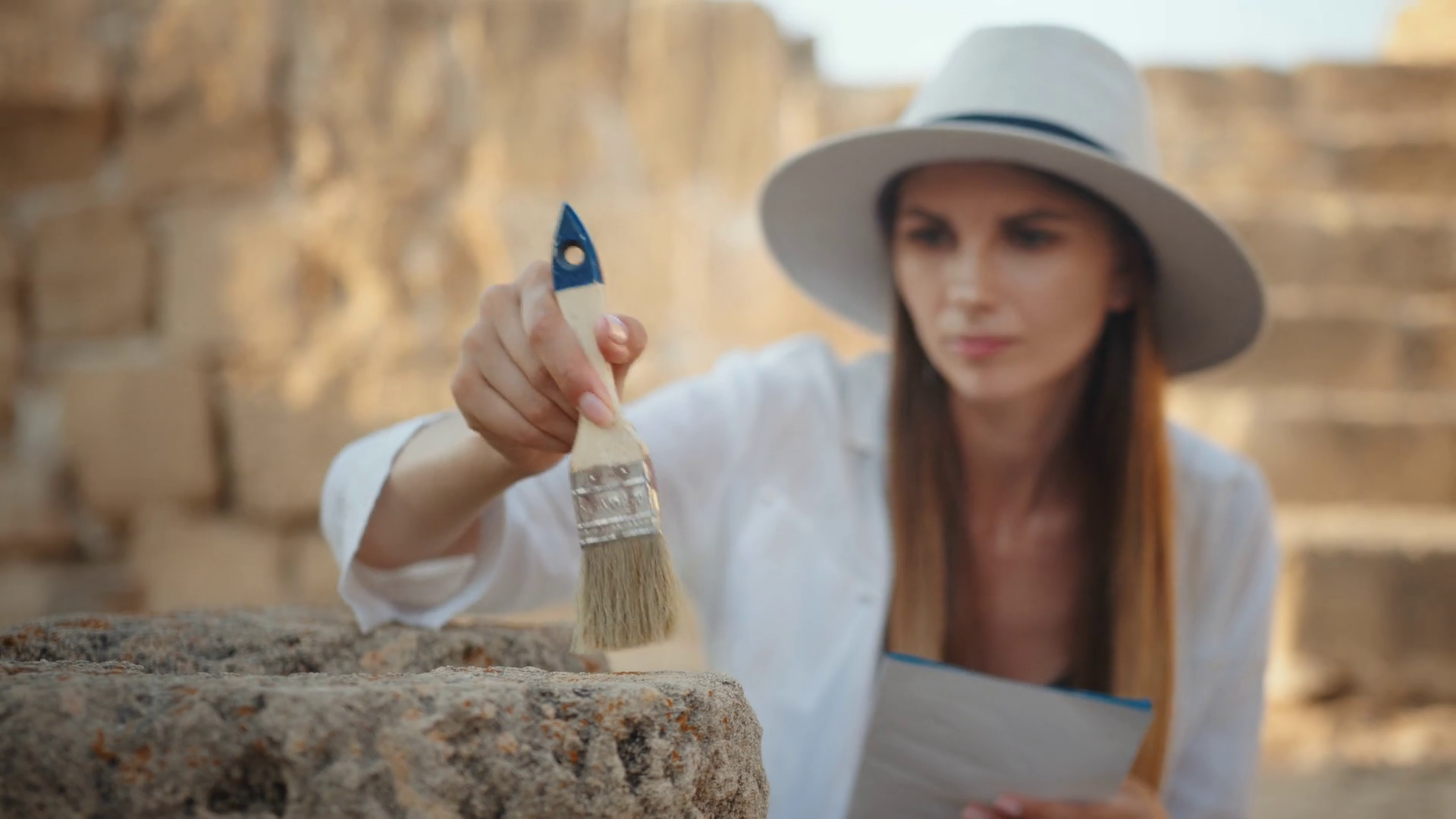 Great Female Archeologist Work On Excavation Stock Footage SBV ...