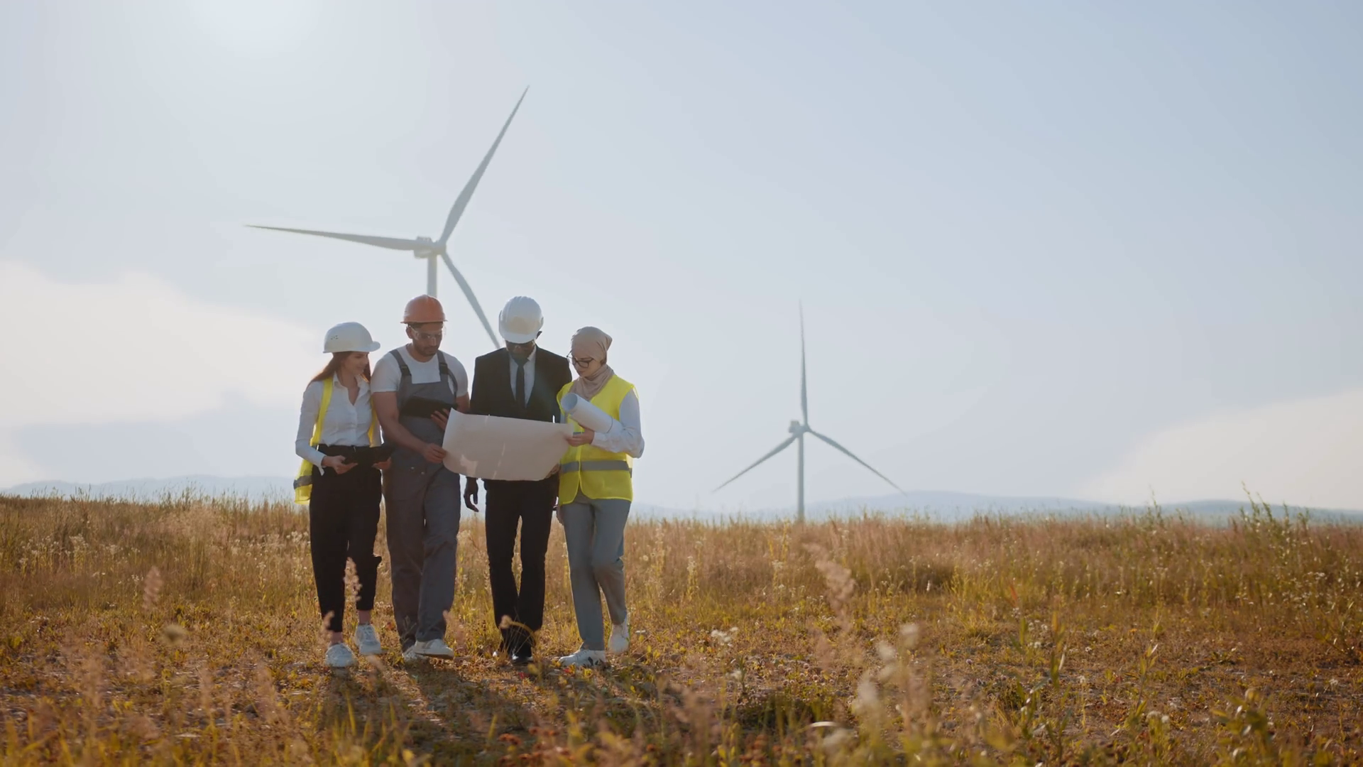 Diverse Team Of Engineers Meeting On Wind Stock Footage SBV-348480644 ...