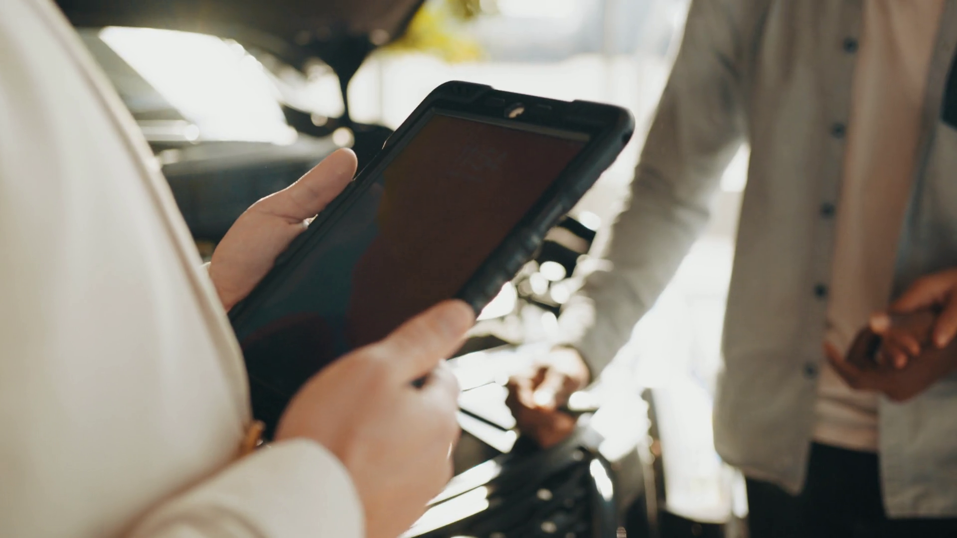 Competent Car Dealer Using Digital Tablet Stock Footage SBV-348457715 ...