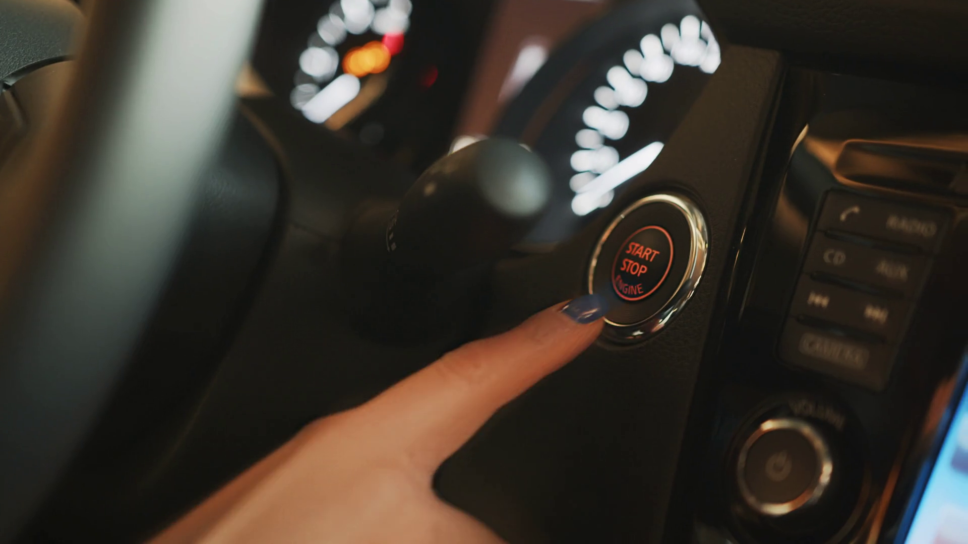 Track In To Button Off Car Engine Finger Stock Footage SBV-348455515 ...