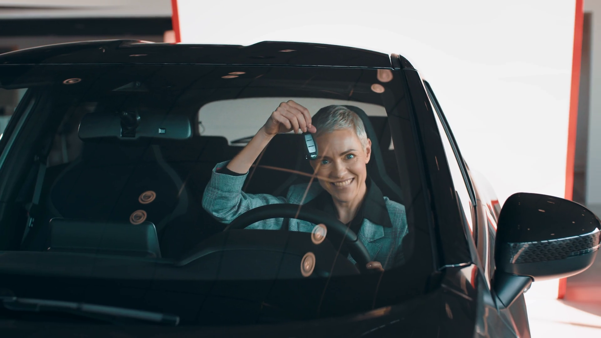 Happy Girl Buyer Driving Lady In Dealership Stock Footage SBV-348456149 ...